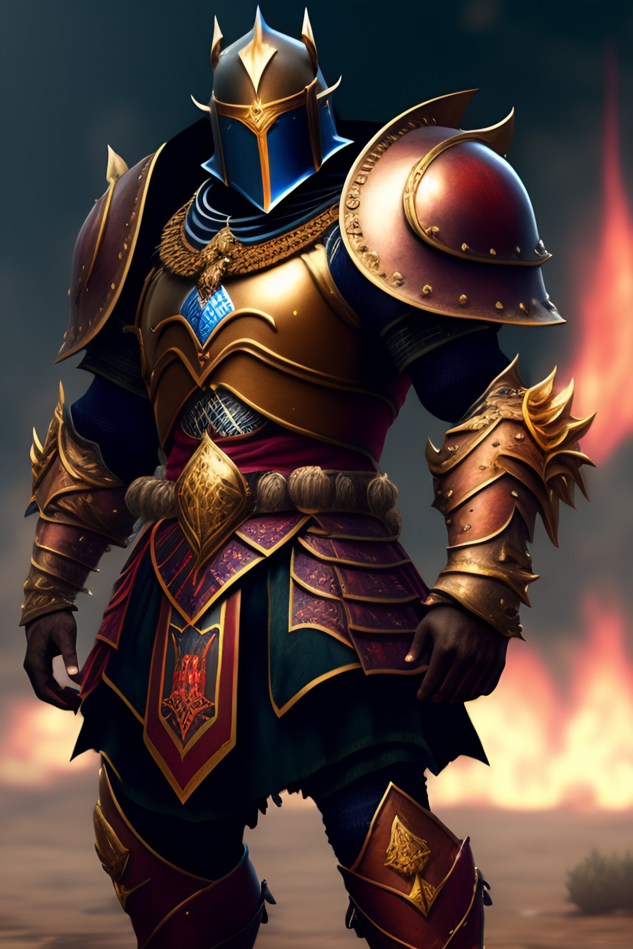 Lexica - Dirty warrior scrap armor, dump background, detailed ...