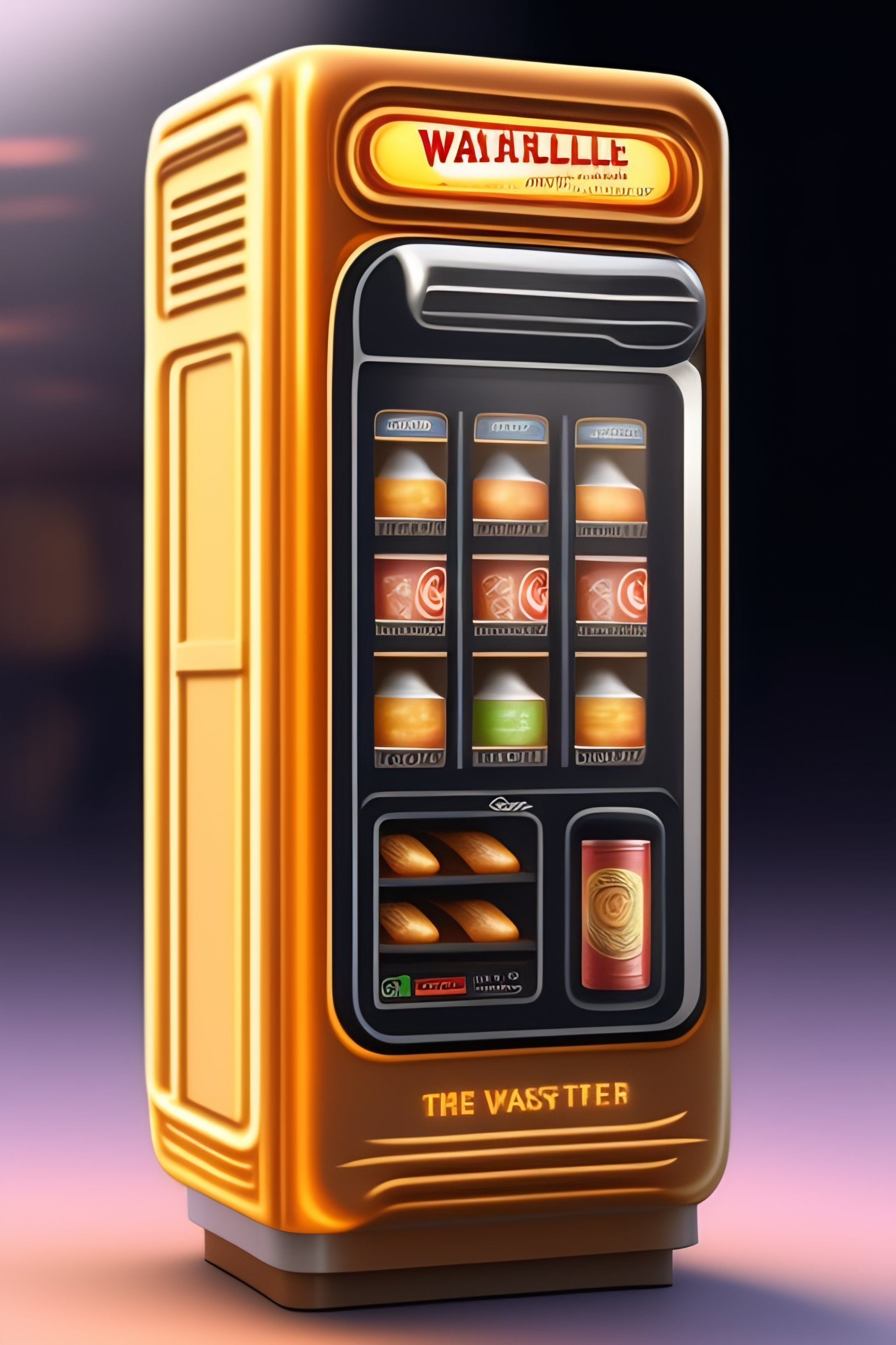 Lexica - A waffle vending machine, cute. Concept art illustration