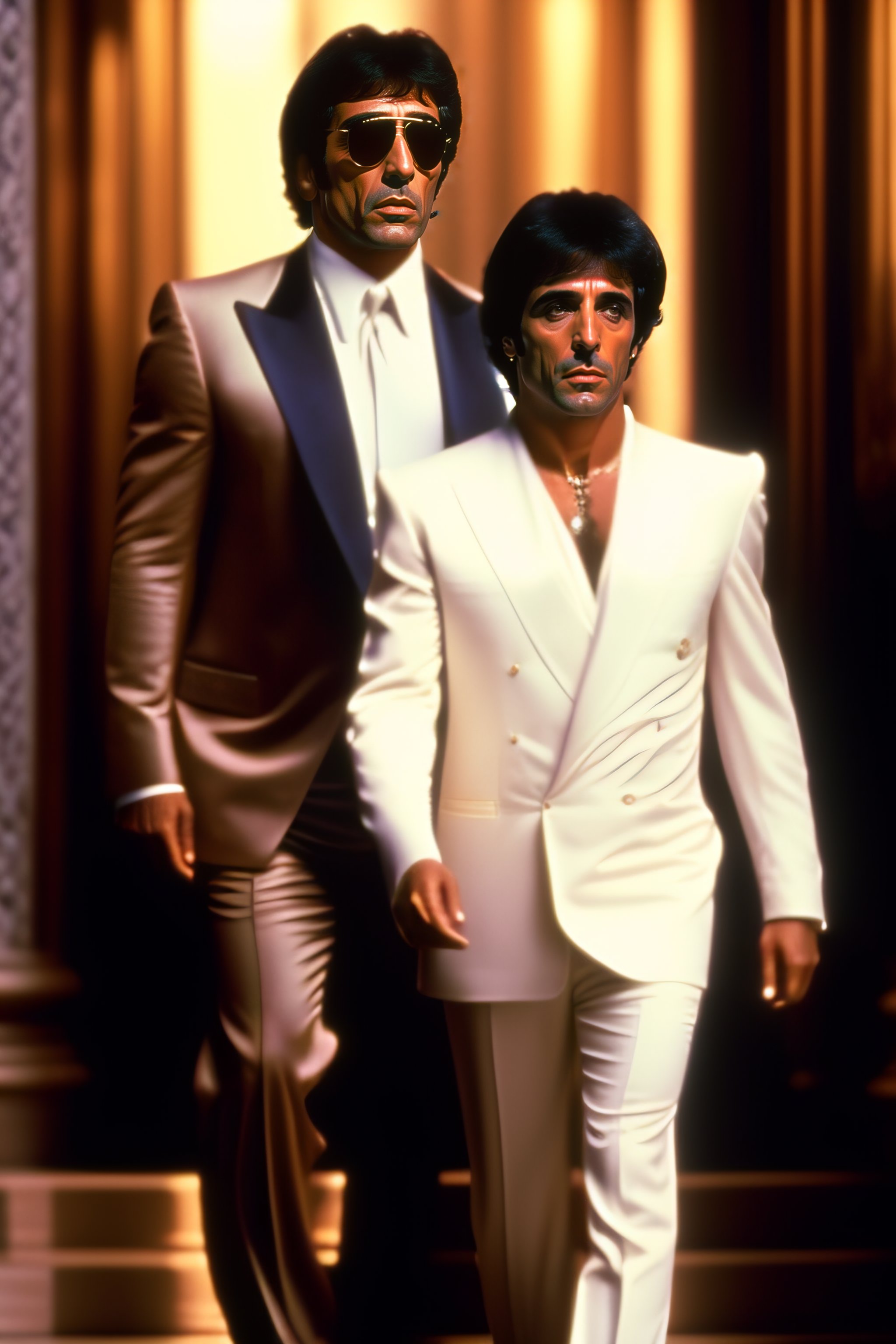 Lexica - Tony montana from movie scarface 1 9 8 3 walking with a friend ...
