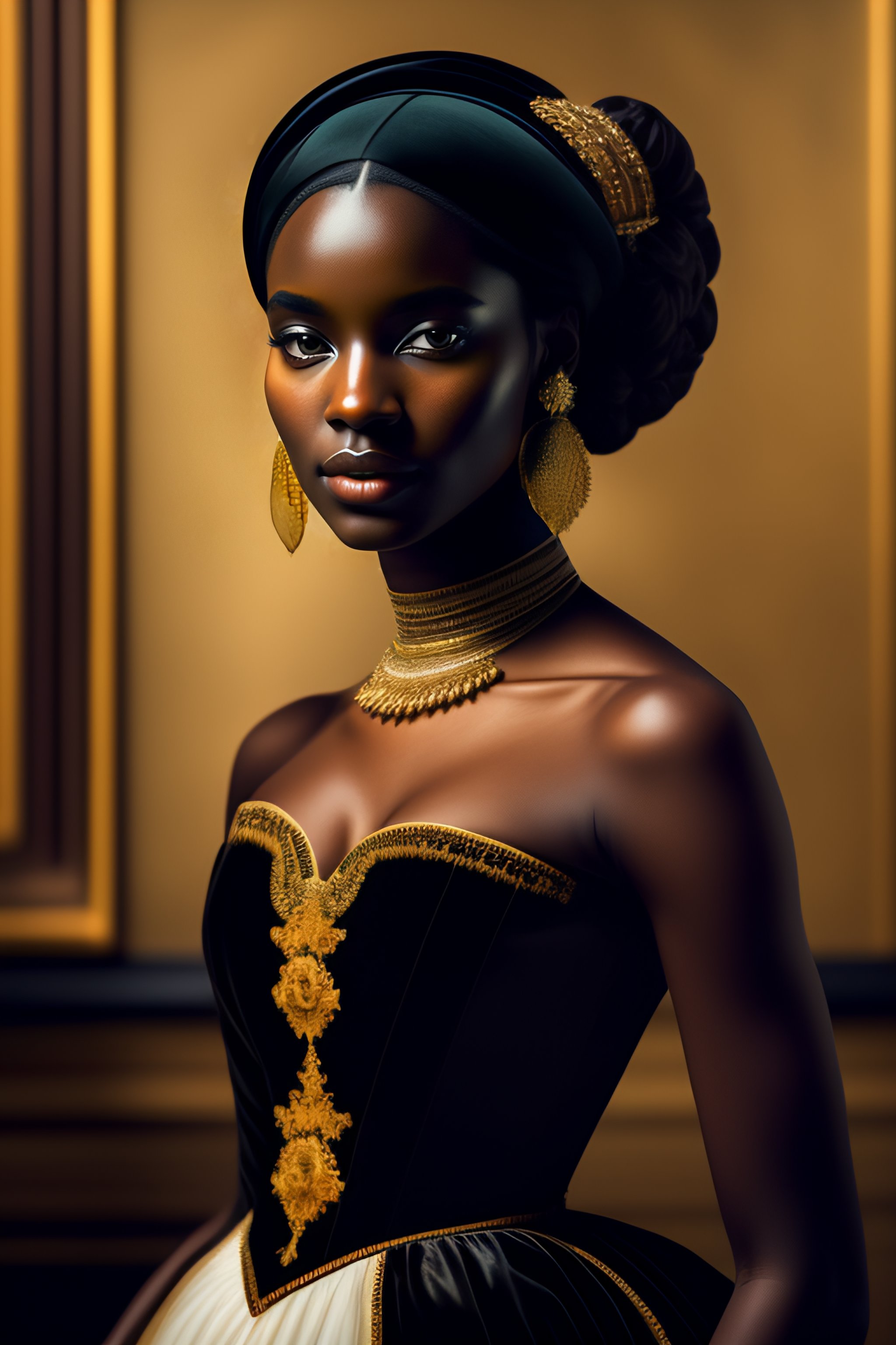 Lexica - Victorian young Ebony beautiful girl in an elegant dress with ...