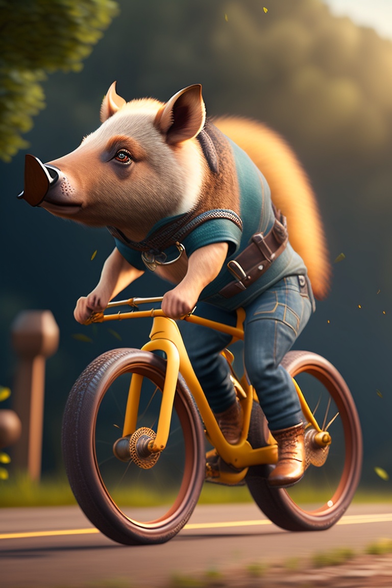 Lexica - A boar rides a bicycle, ultra detailled, 8K, unreal engine 5 ...