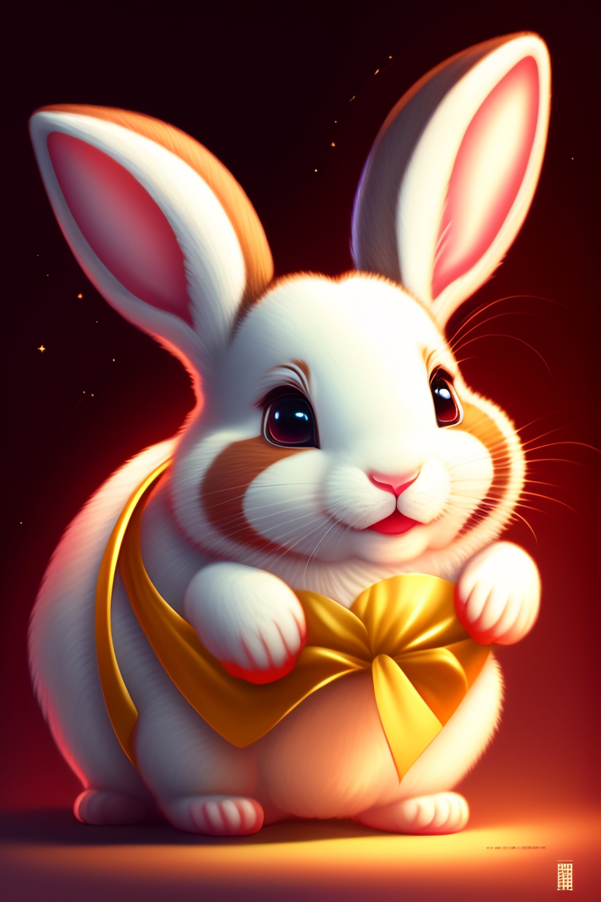 Lexica - Smiling, happy, cute and chibi rabbit bunny, long ears, lunar ...