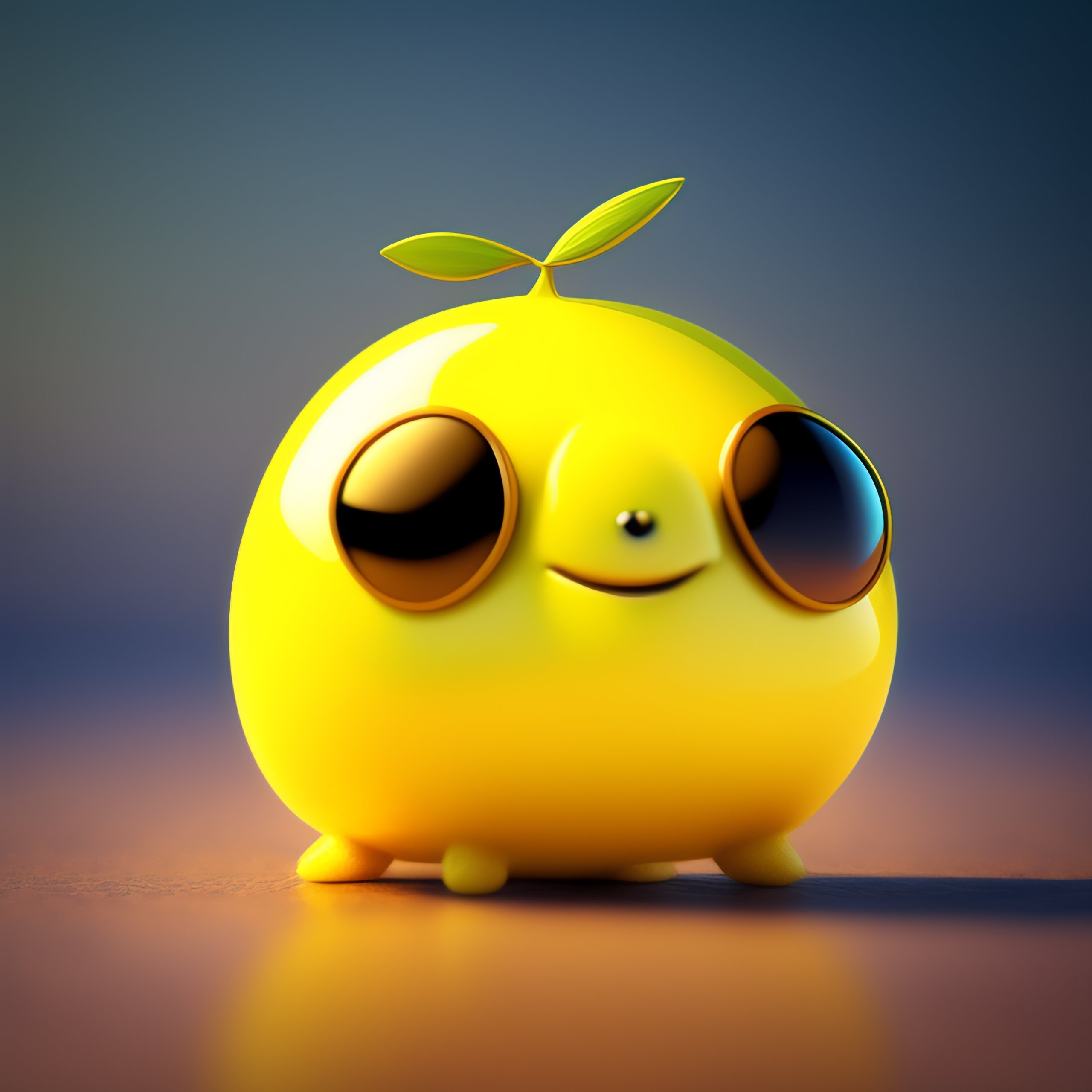 Lexica - Pixar style. A cute lemon creature wearing sunglasses. depth ...