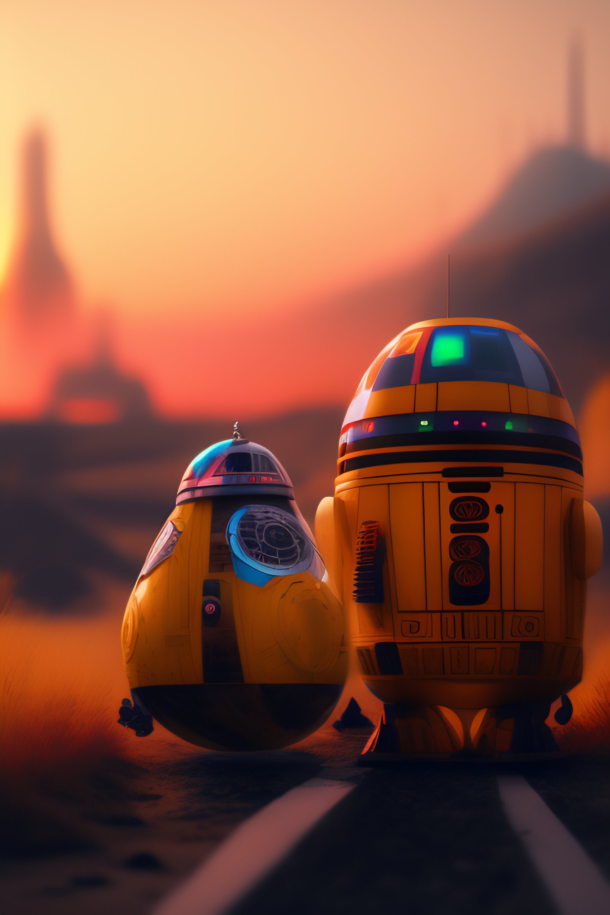 Lexica - Wes anderson, droid, star wars, iridescent accents, beeple ...