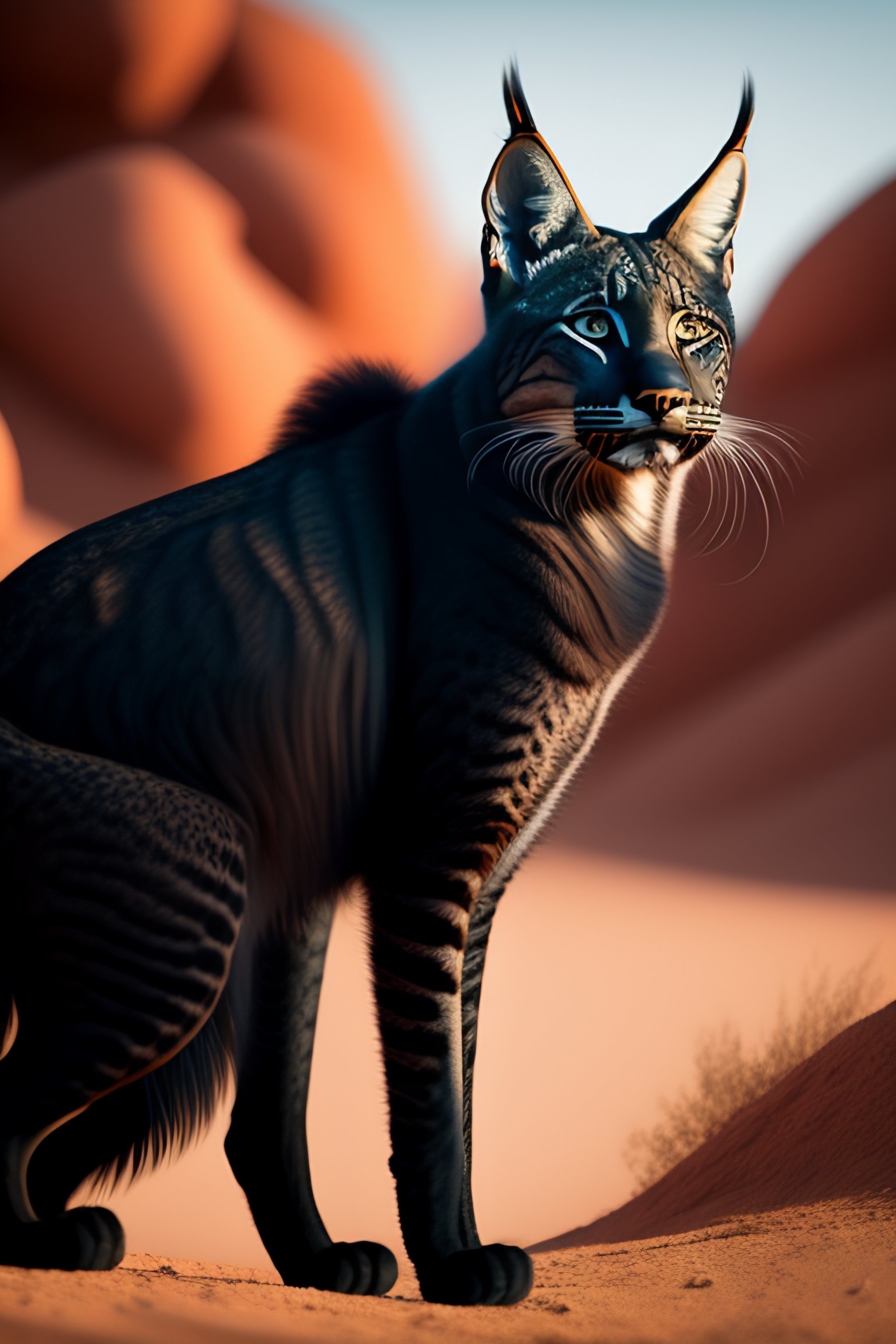 Lexica - Catlike humanoid, antropomorphic black lynx, completely ...