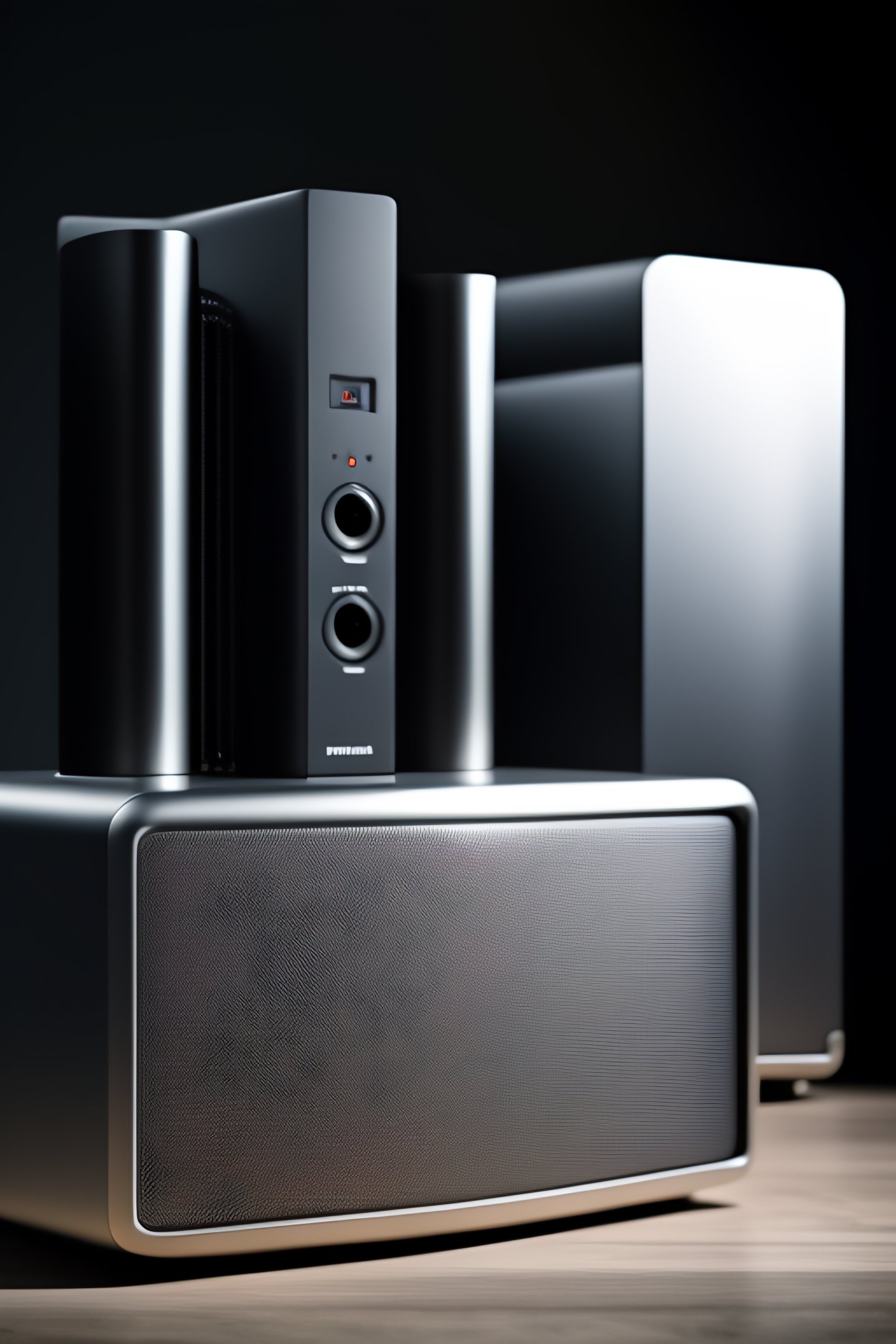 Lexica - A photo of a dual mono amplifier seen from the front side, big ...