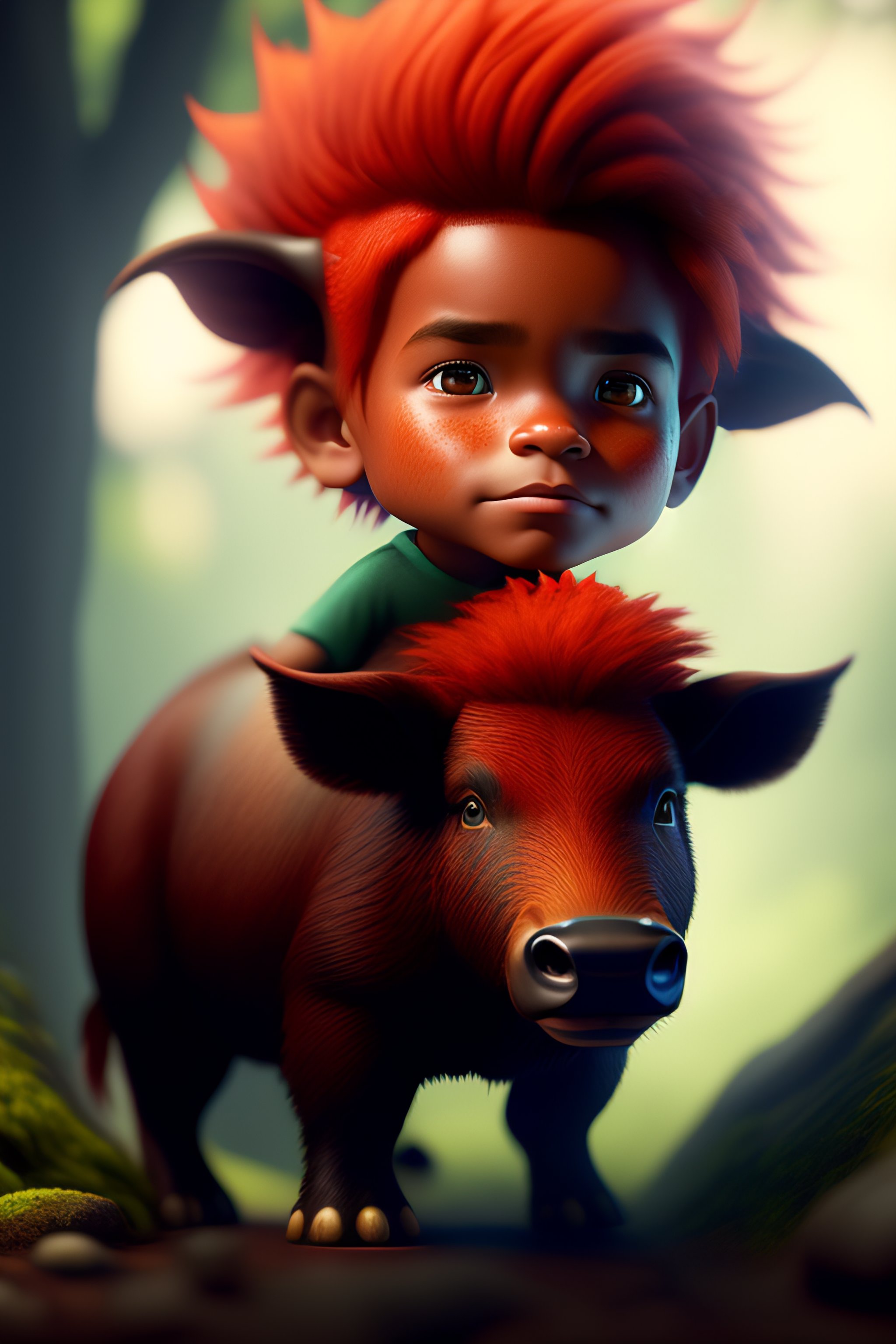 Lexica - An indigenous Brazilian boy with red flaming hair, with ...