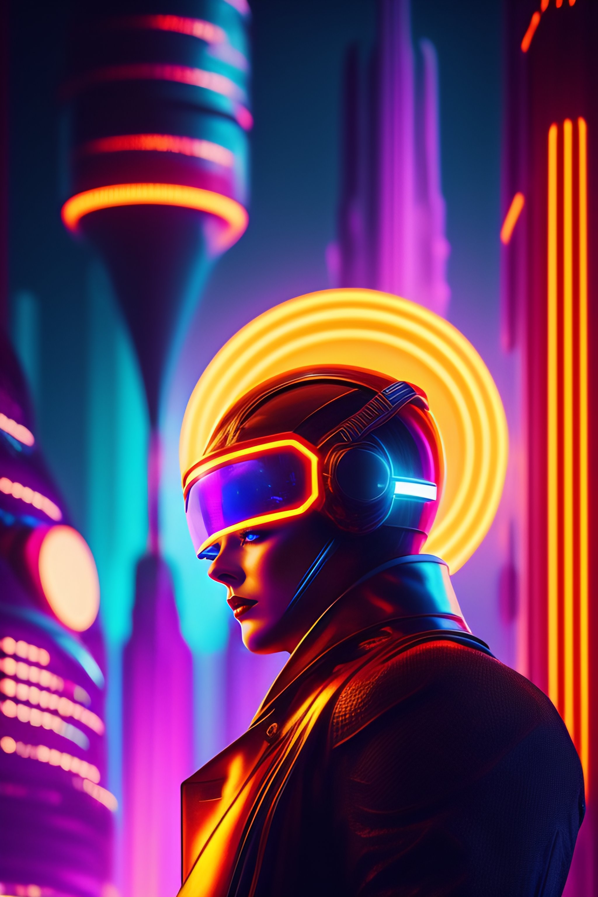 Lexica - Medium shot 1920's vintage futuristic poster with Cyberpunk ...