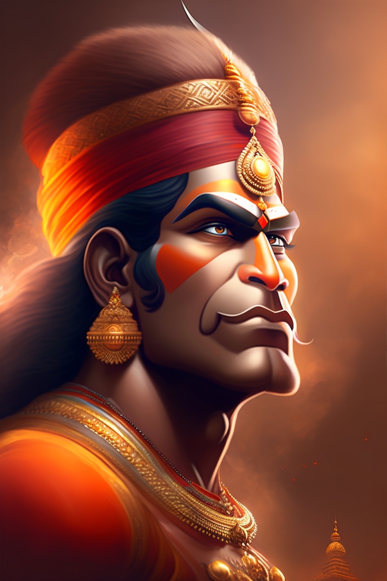 Lexica - The legendary Hanuman picture depicts the powerful and revered ...