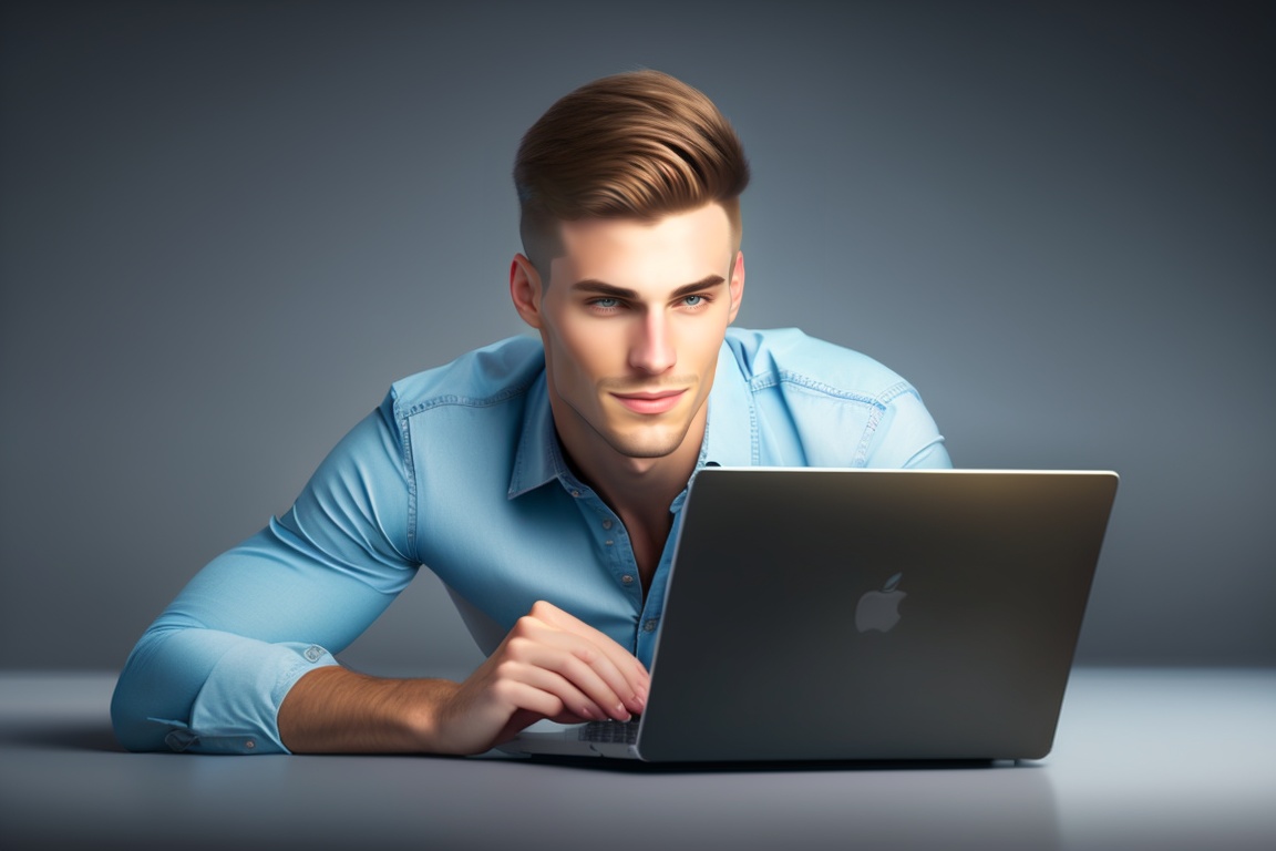 Lexica - Smart guy with laptop, include room for text