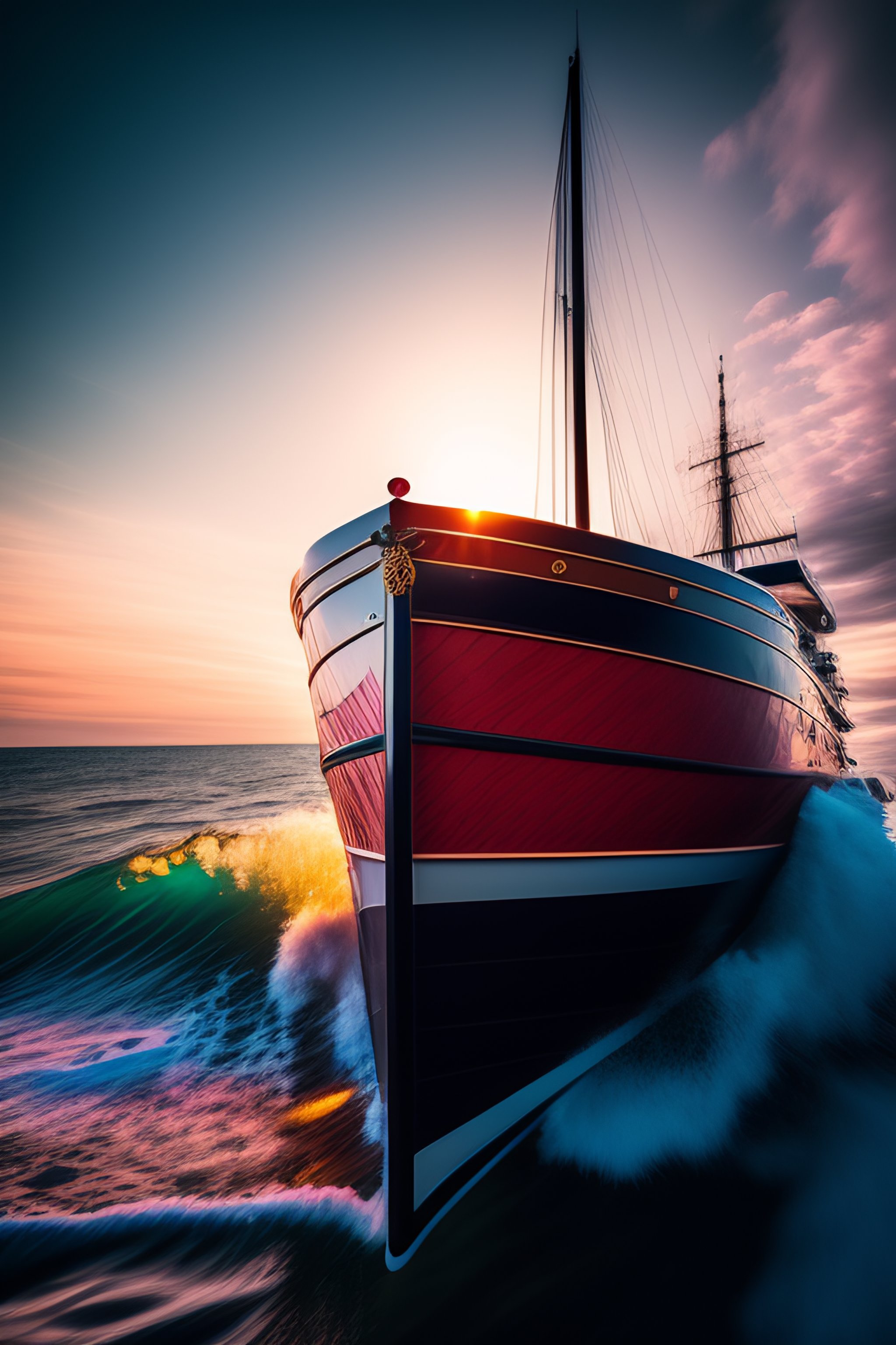 Lexica - Highly detailed Portrait of a boat with a cinematic backdrop ...