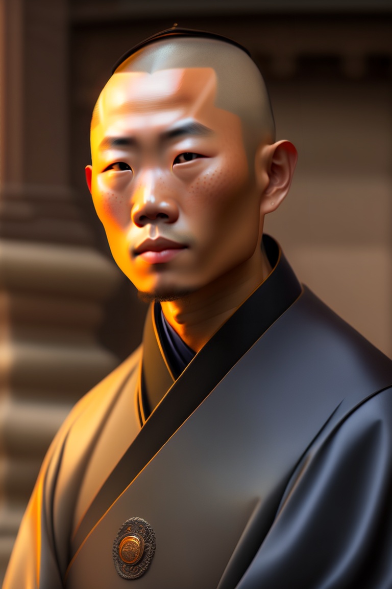 Lexica - Mid portrait, Chinese monk
