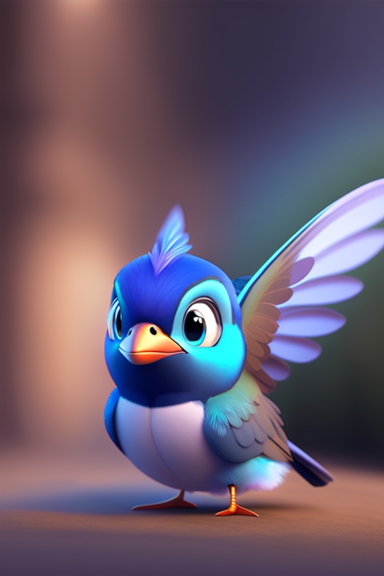 Lexica - Pixar style, blue cartoon hummingbird mascot with adorable ...
