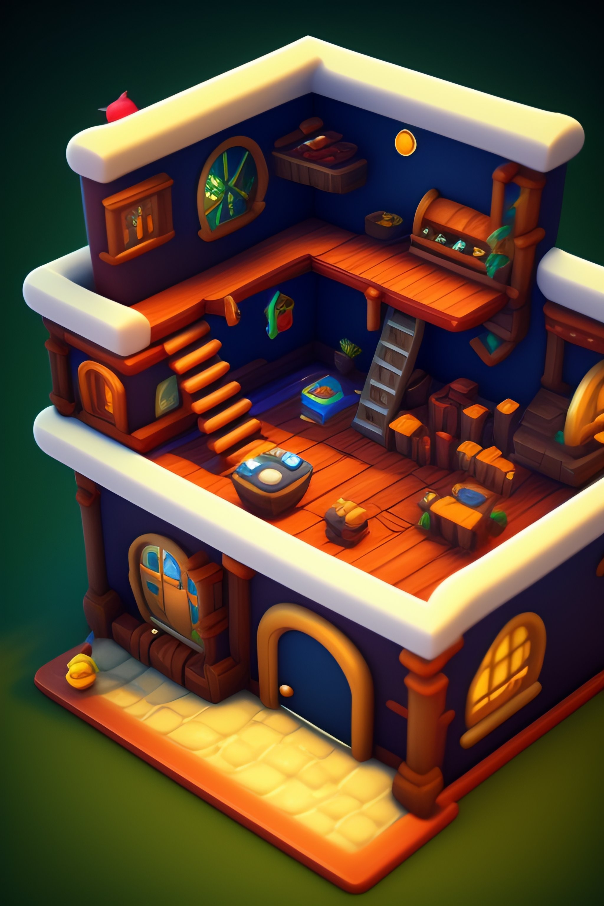 Lexica - 3d stylized little game building factory