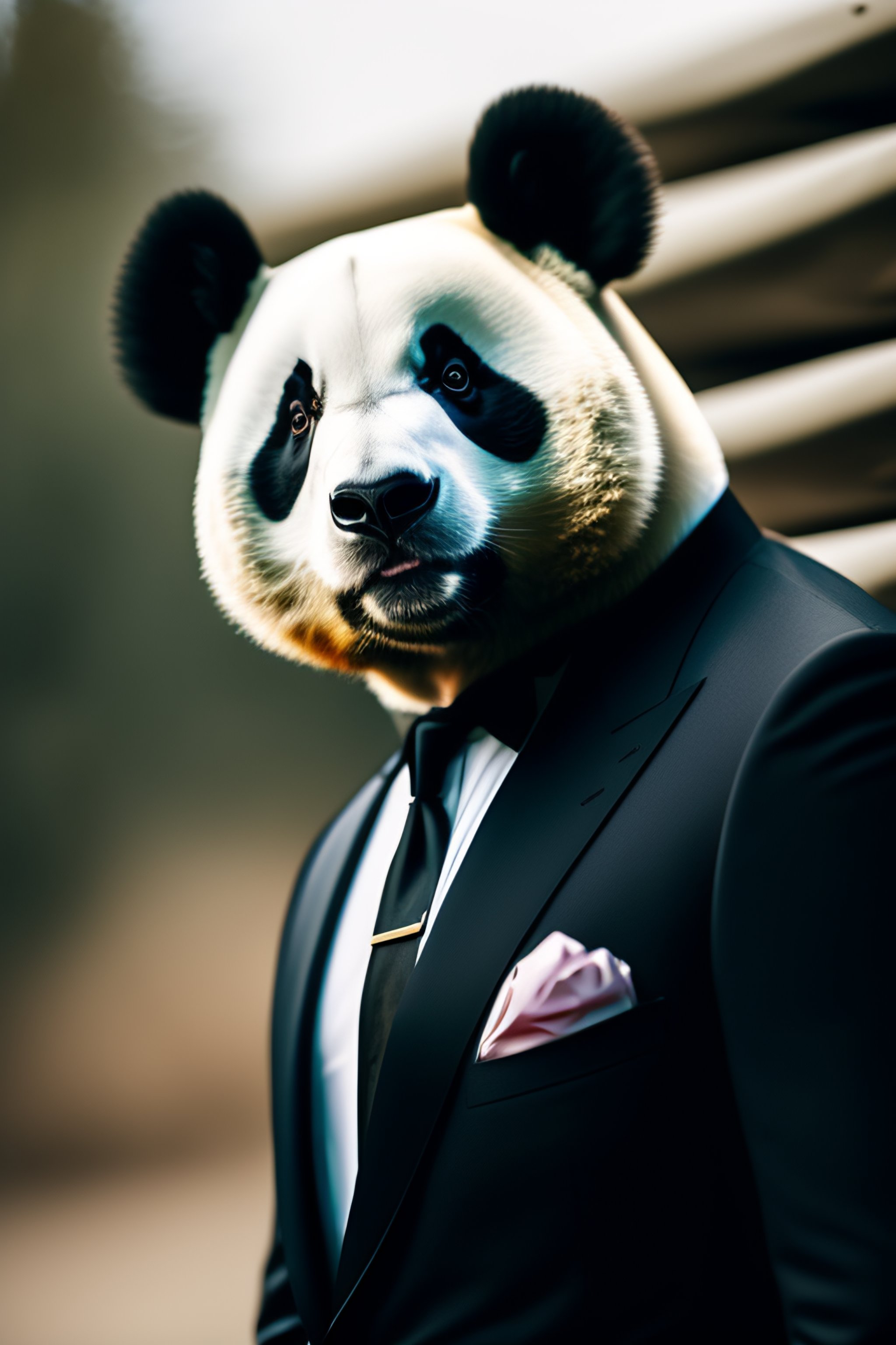 Lexica - Panda bear in man in black 3 piece suit
