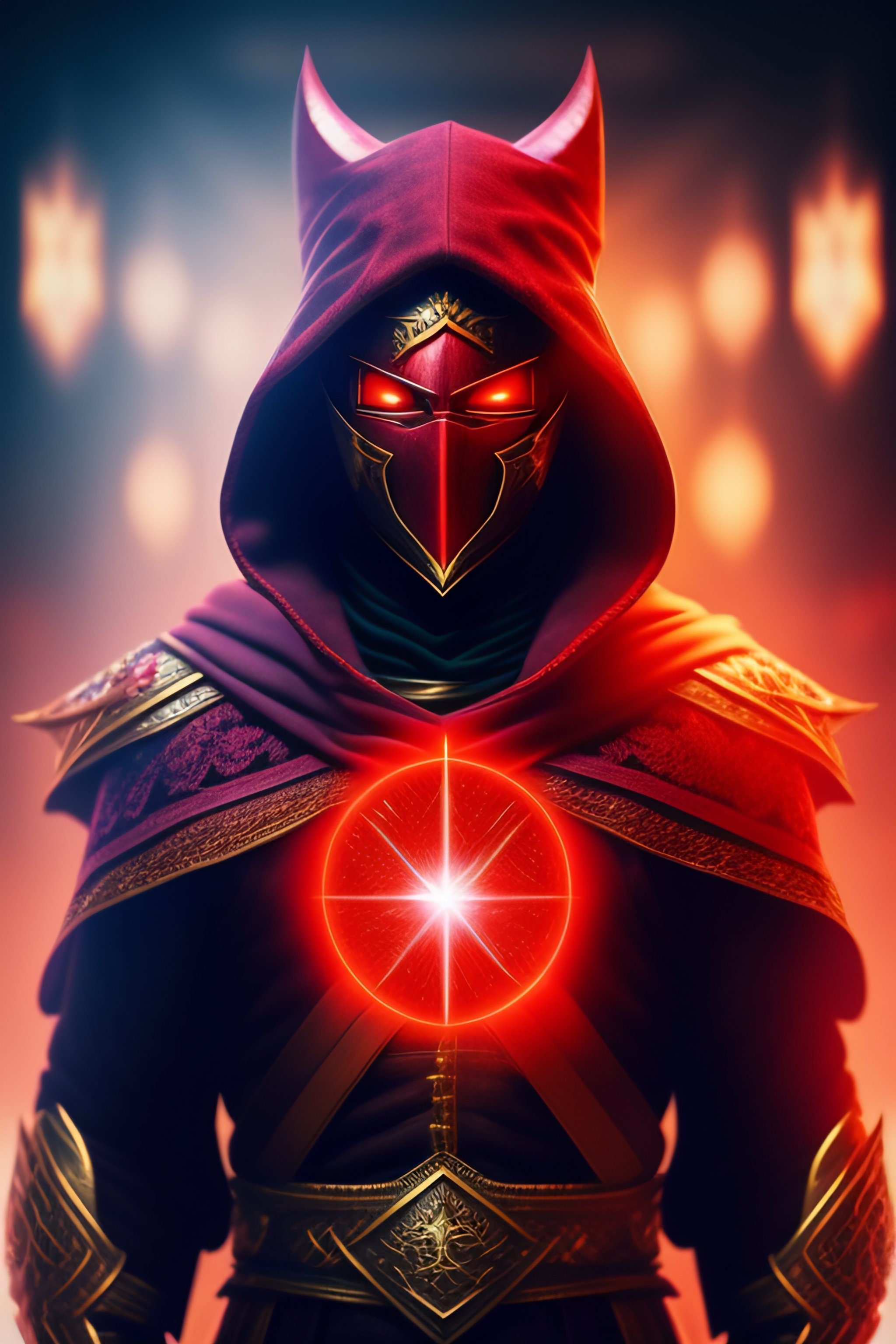 Lexica - Mysterious ,strange mask, wizard ,runes on clothing ,metal ...