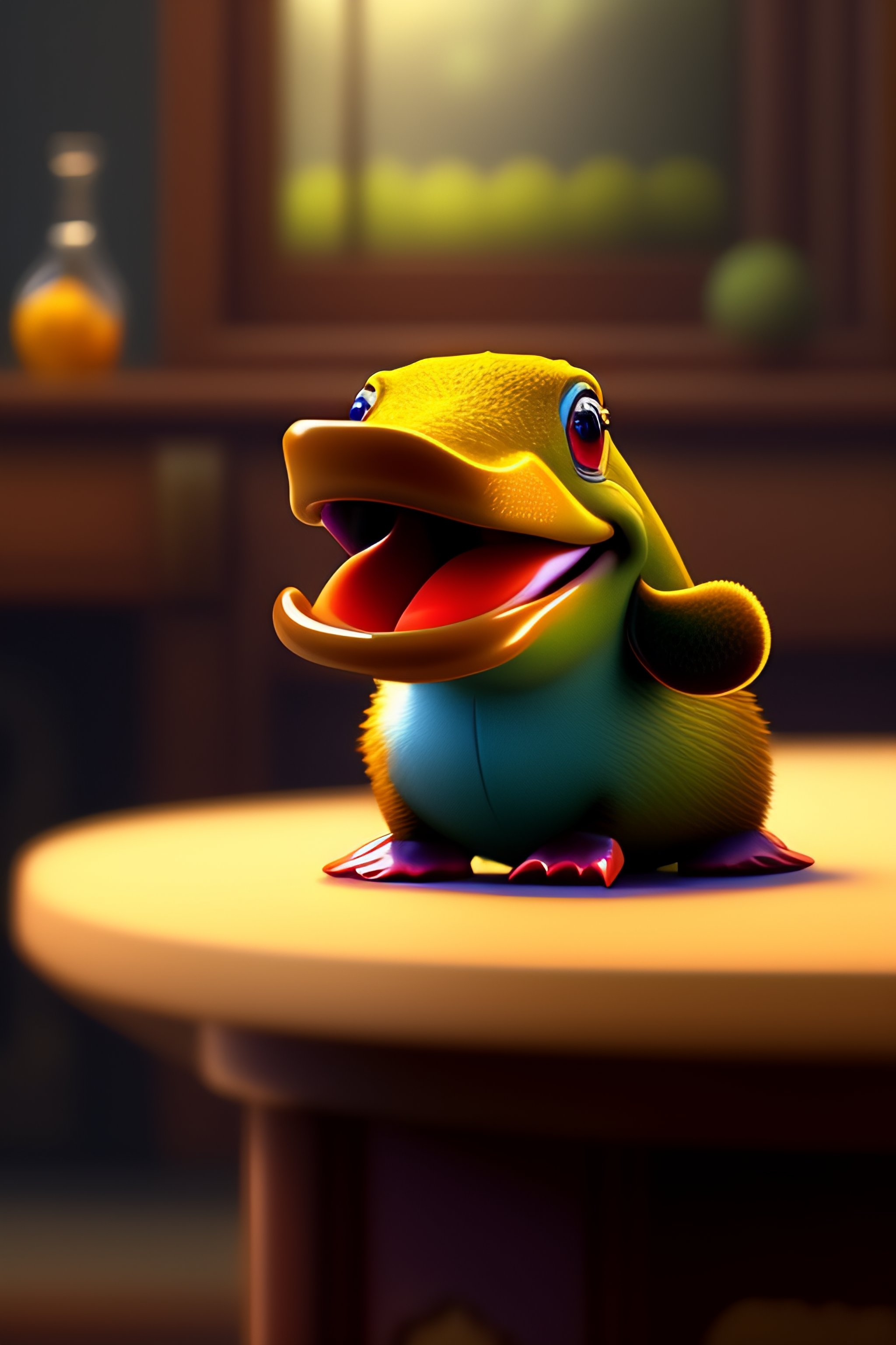 Lexica - Pixar art of a funny smiling platypus eating some grapes ...