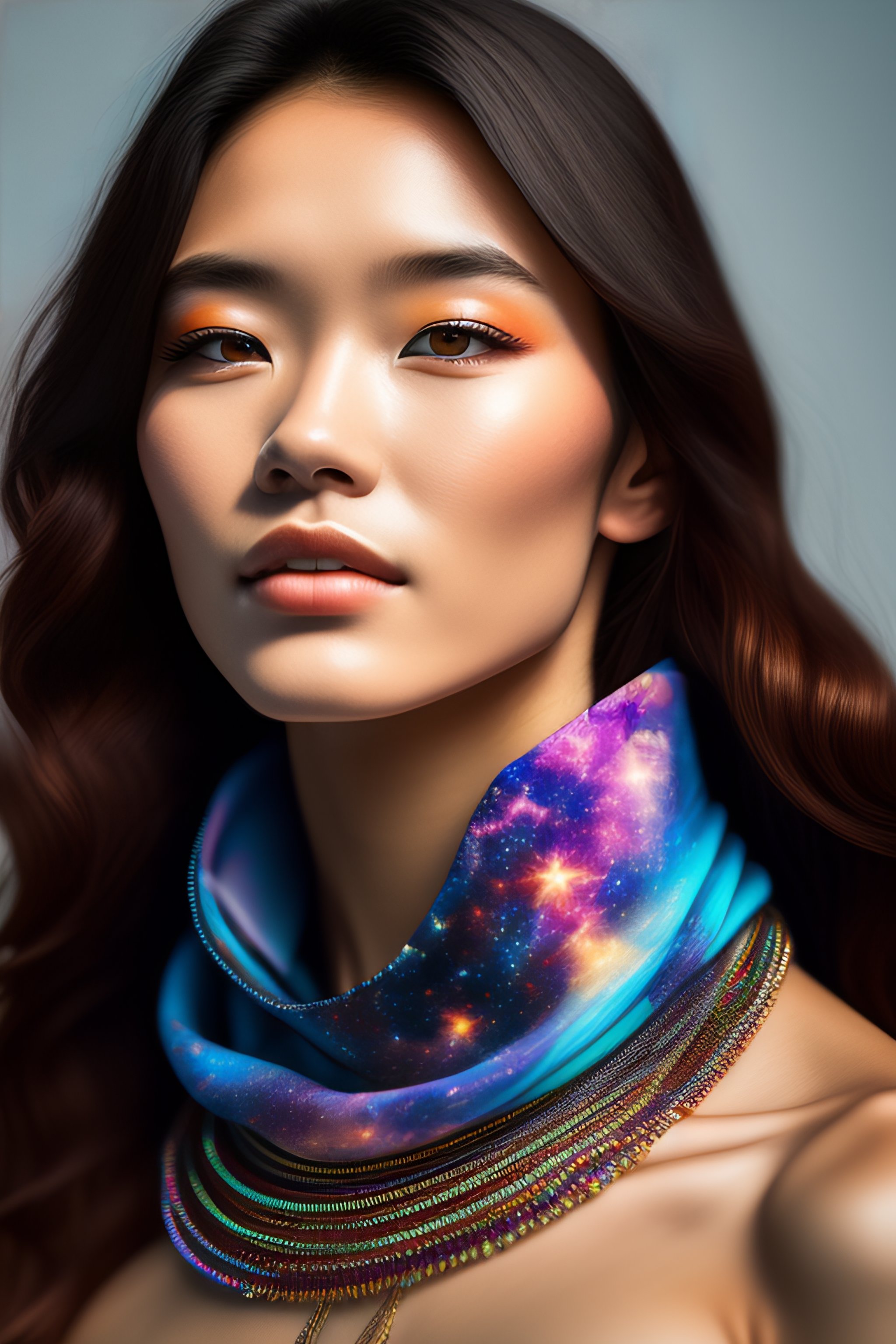 Lexica Wlop Style 18 Years Old Girl Beach Wearing A Cosmic Fabric