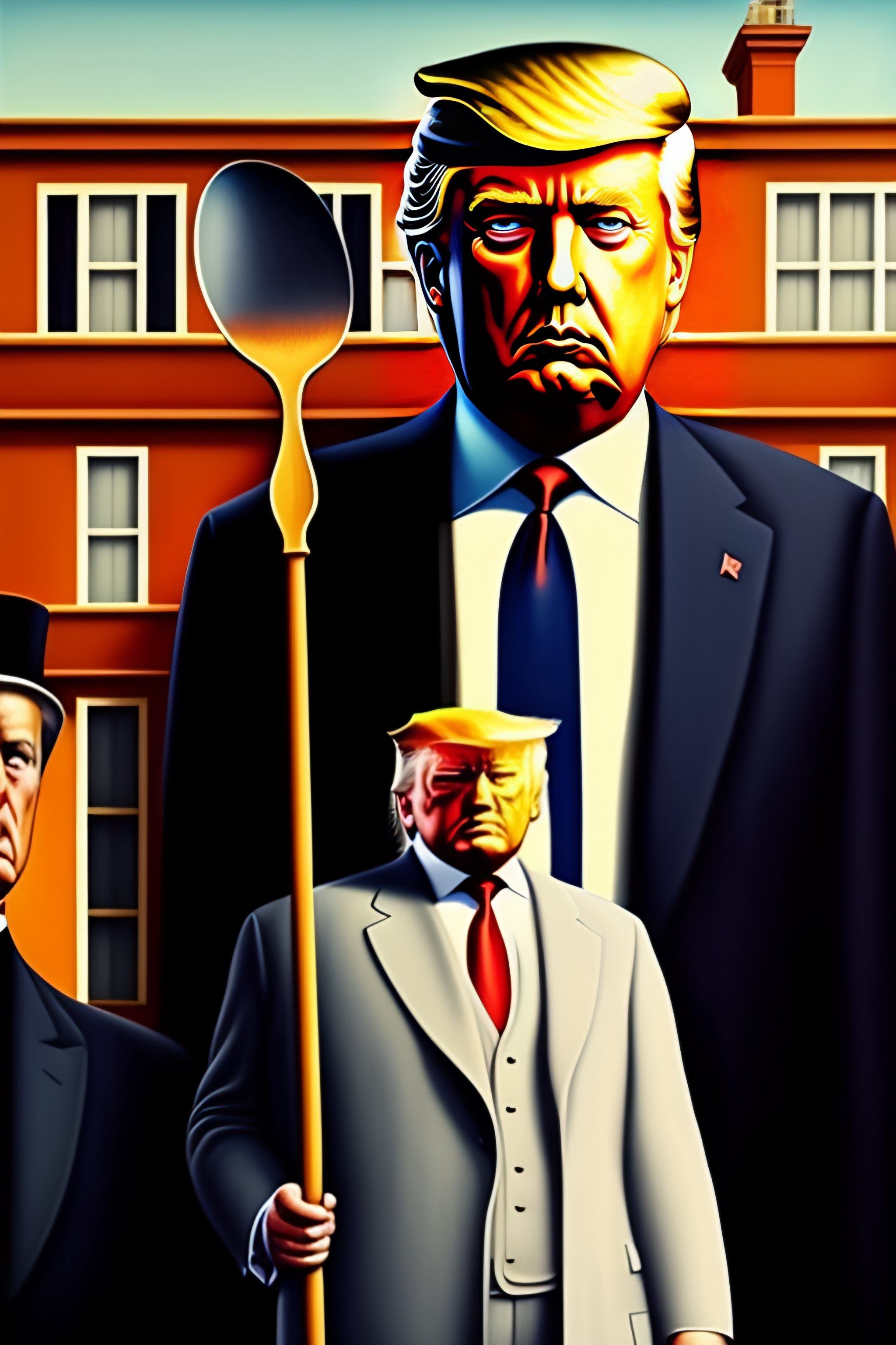 Lexica - A magritte painting in style of American Gothic painting ...