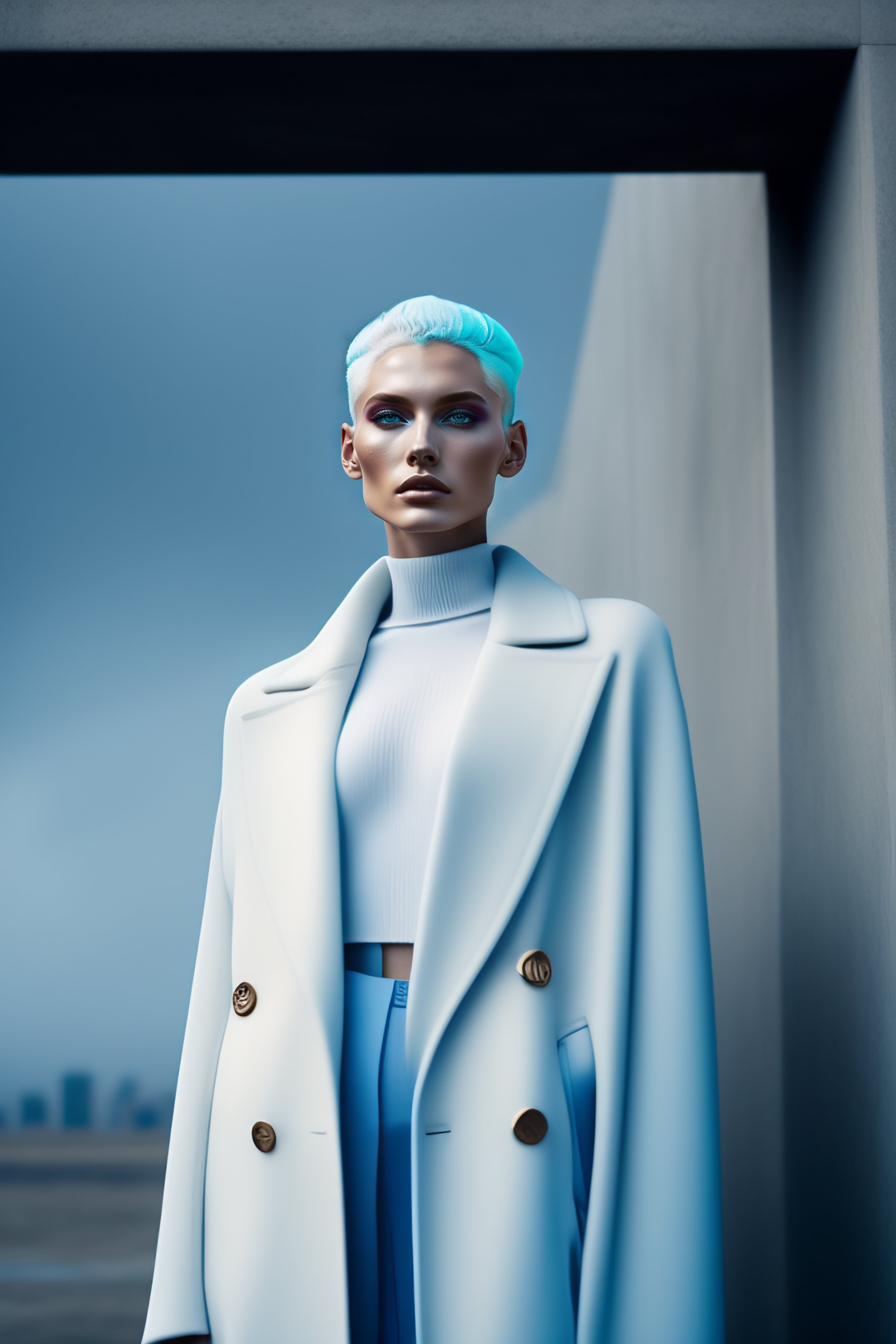 Lexica - Portrait of haute couture beautiful albino fashion model with ...