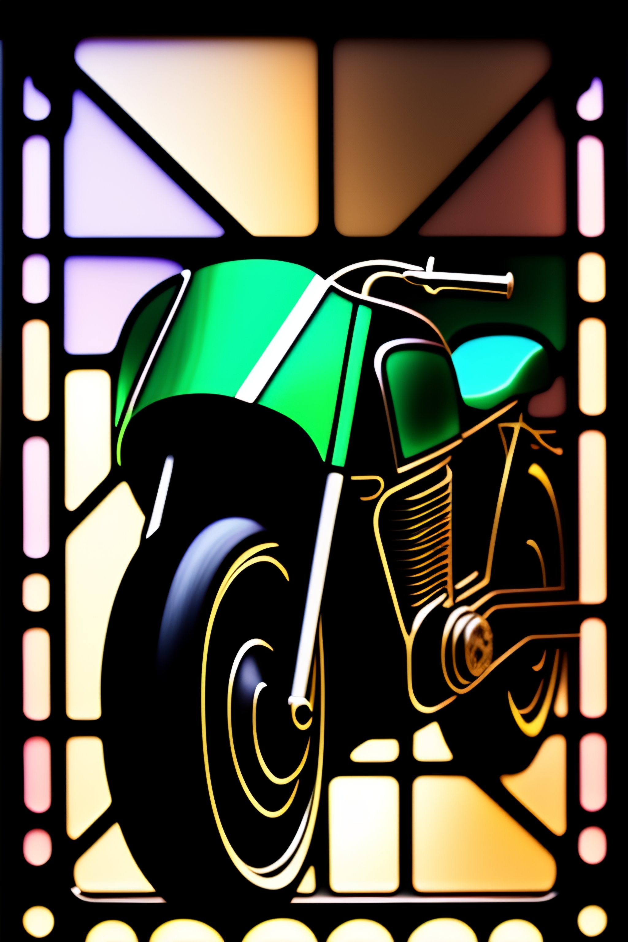 Lexica - Stained glass template of a motorcycle