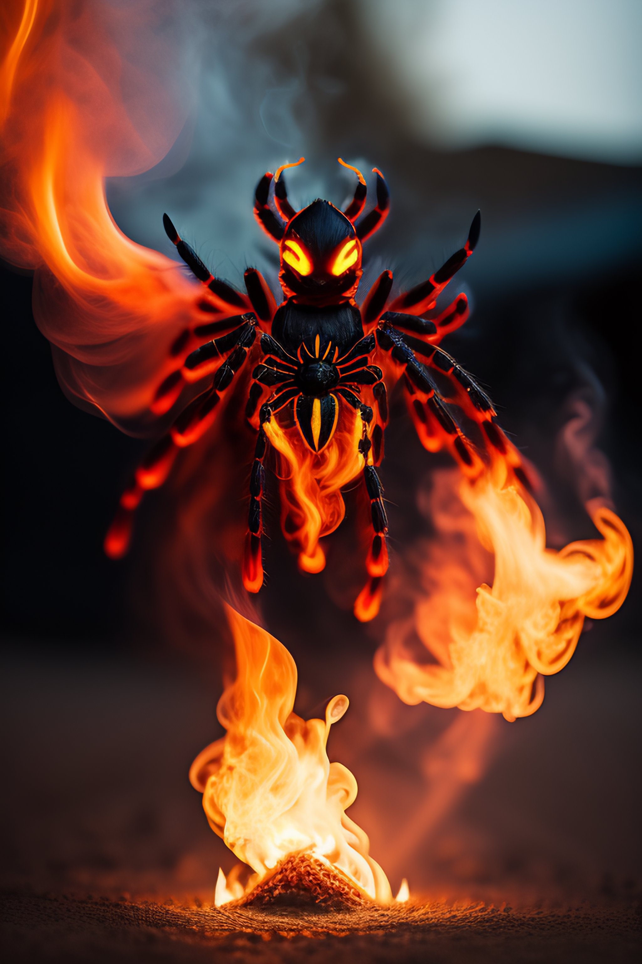 Lexica - Spider demon made of fire and smoke