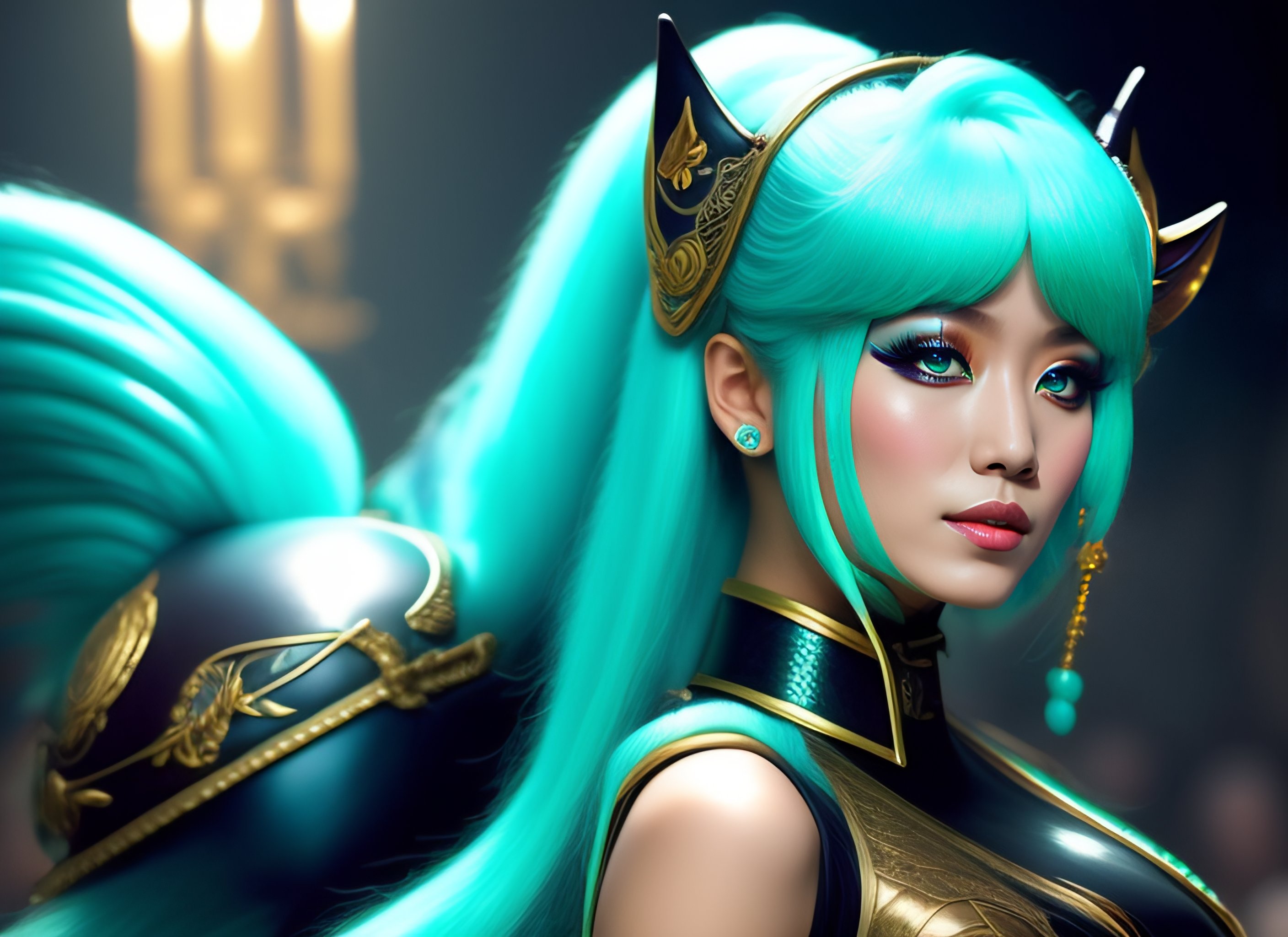 Lexica - Hatsune Miku, 80s dark fantasy film, medieval, pin-up