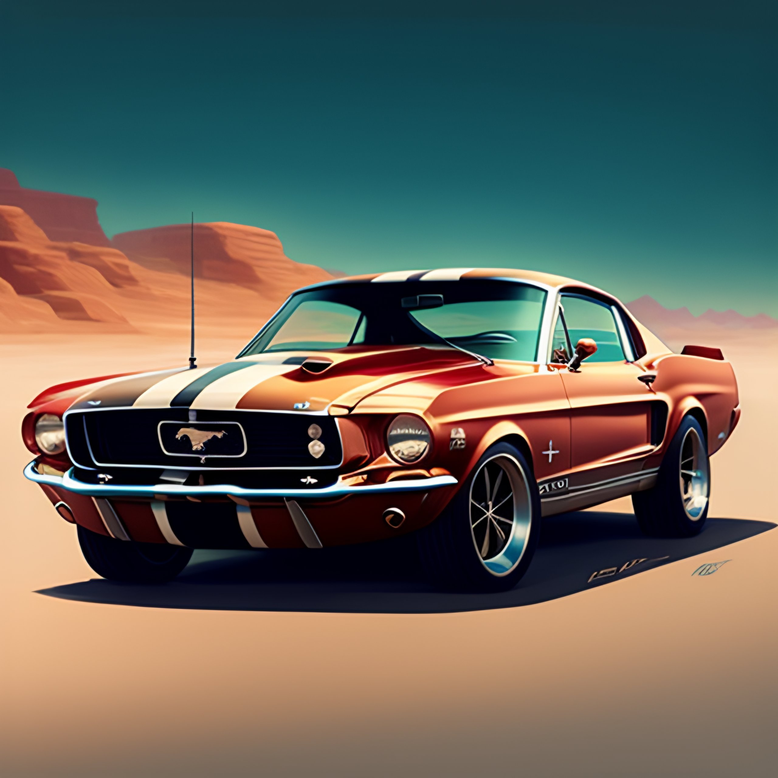 Lexica - Highly detailed portrait of a Ford Mustang GT, front view ...