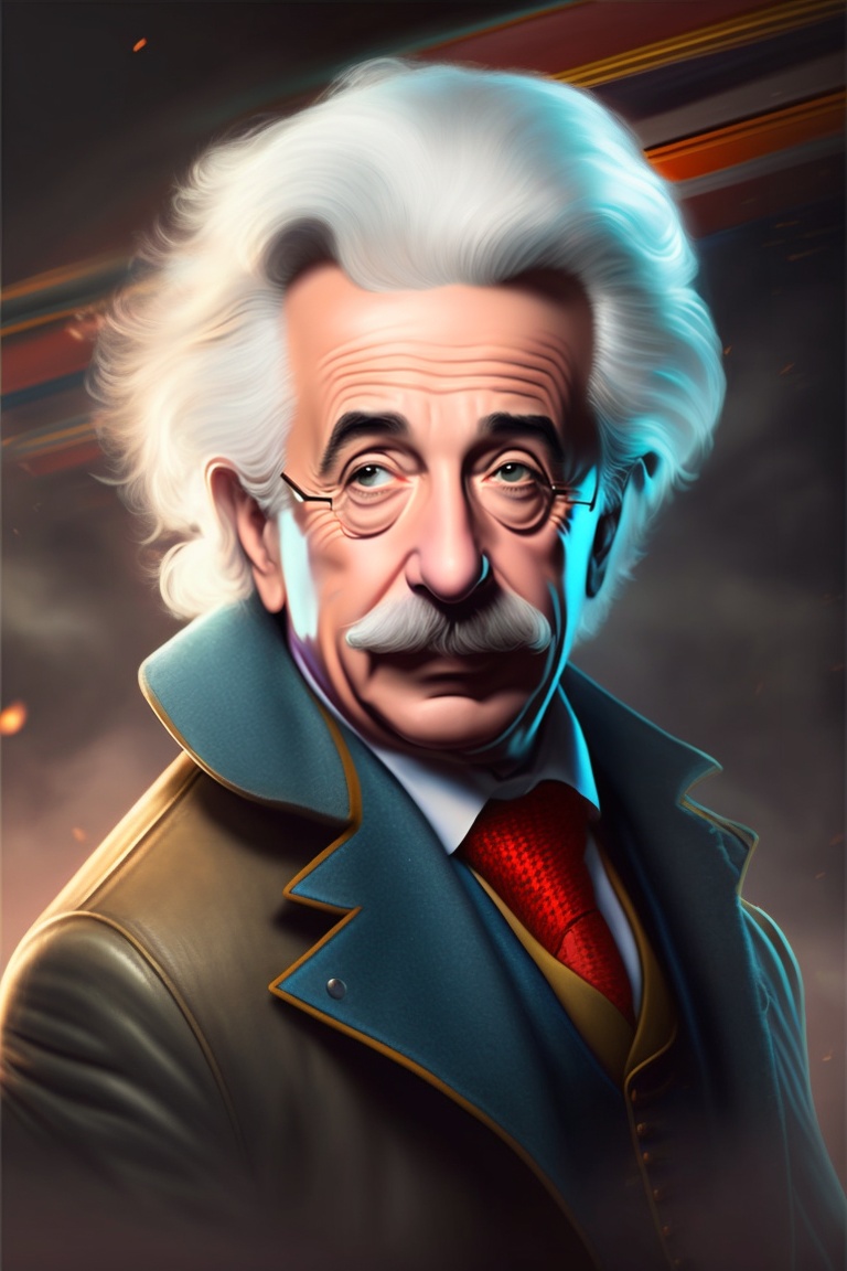Lexica - Albert Einstein as a superhero, action movie poster