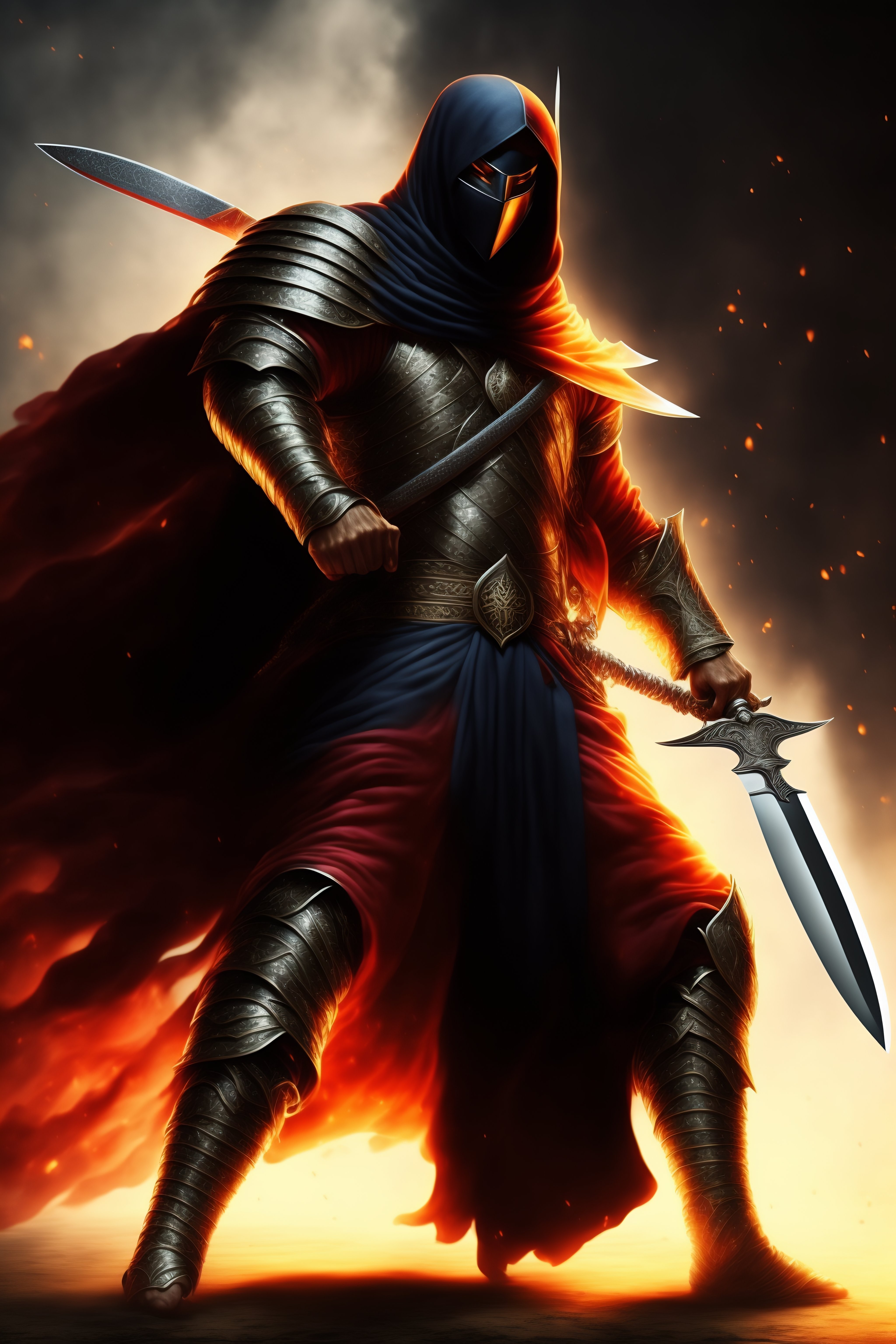 Lexica - A mix of a ninja, a knight templar and a Hashashin cariing a knife