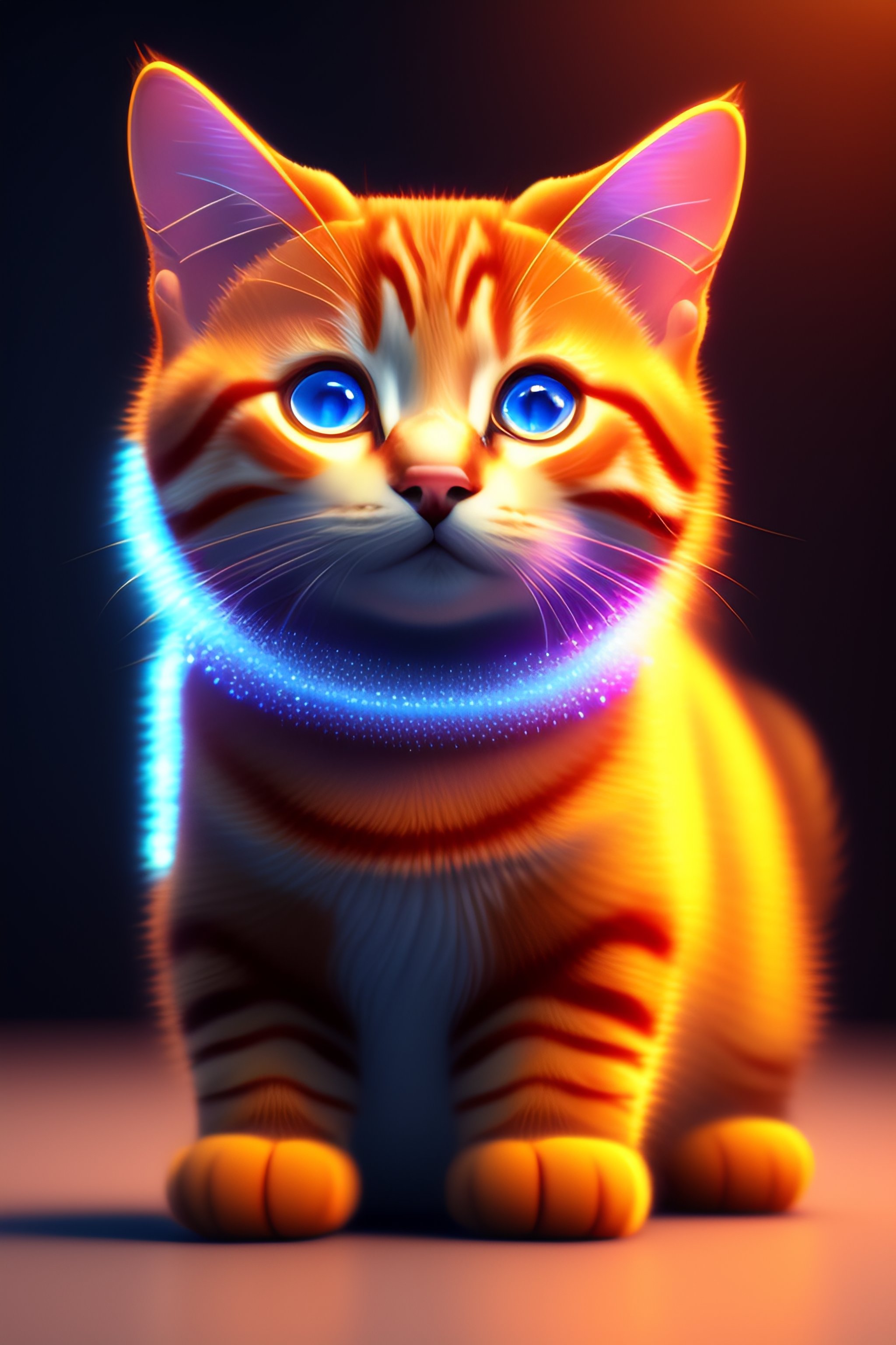 Lexica - A cute adorable baby ginger cat made of crystal ball with low ...