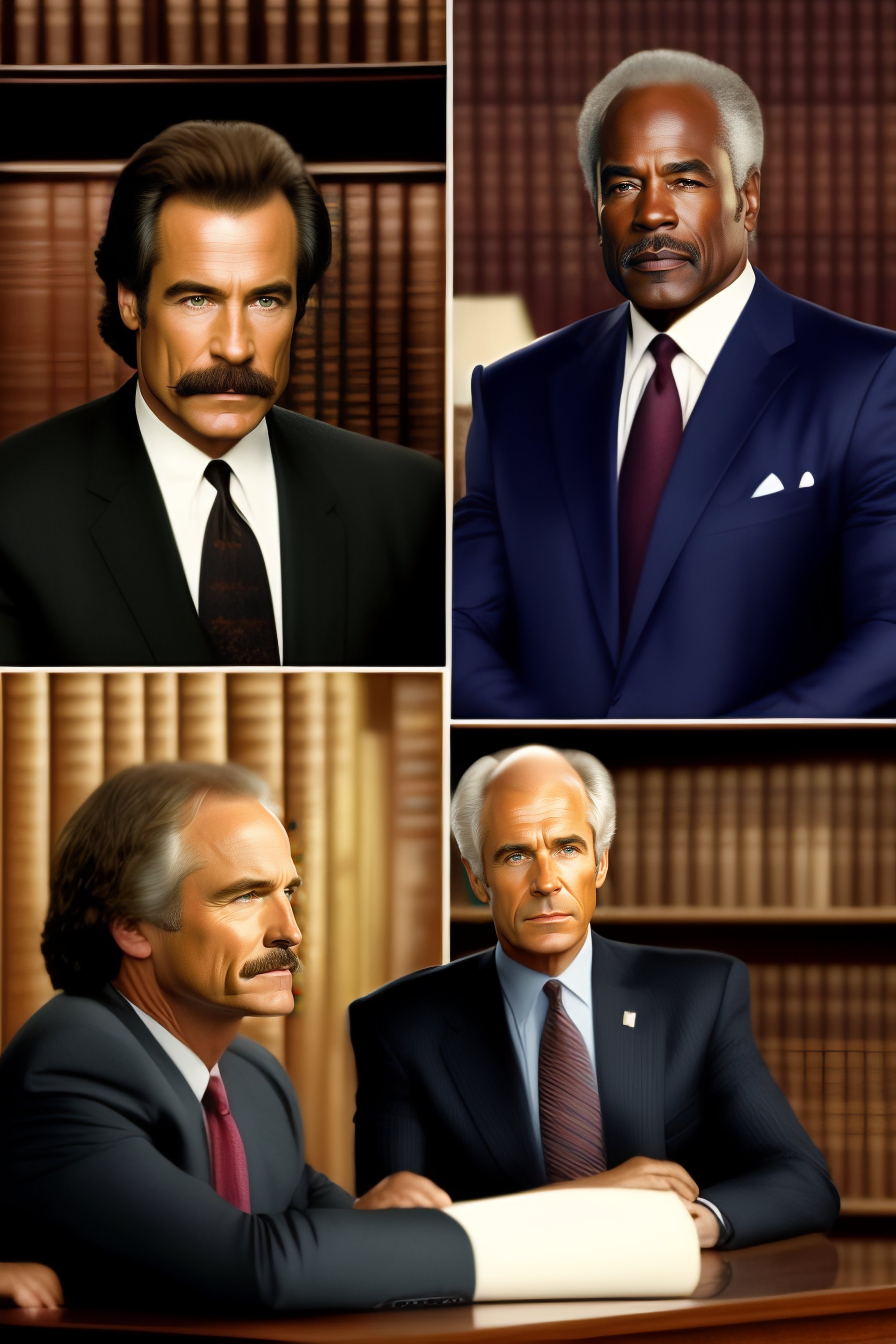 Lexica - L.a. law characters in a library. funny. realistic.