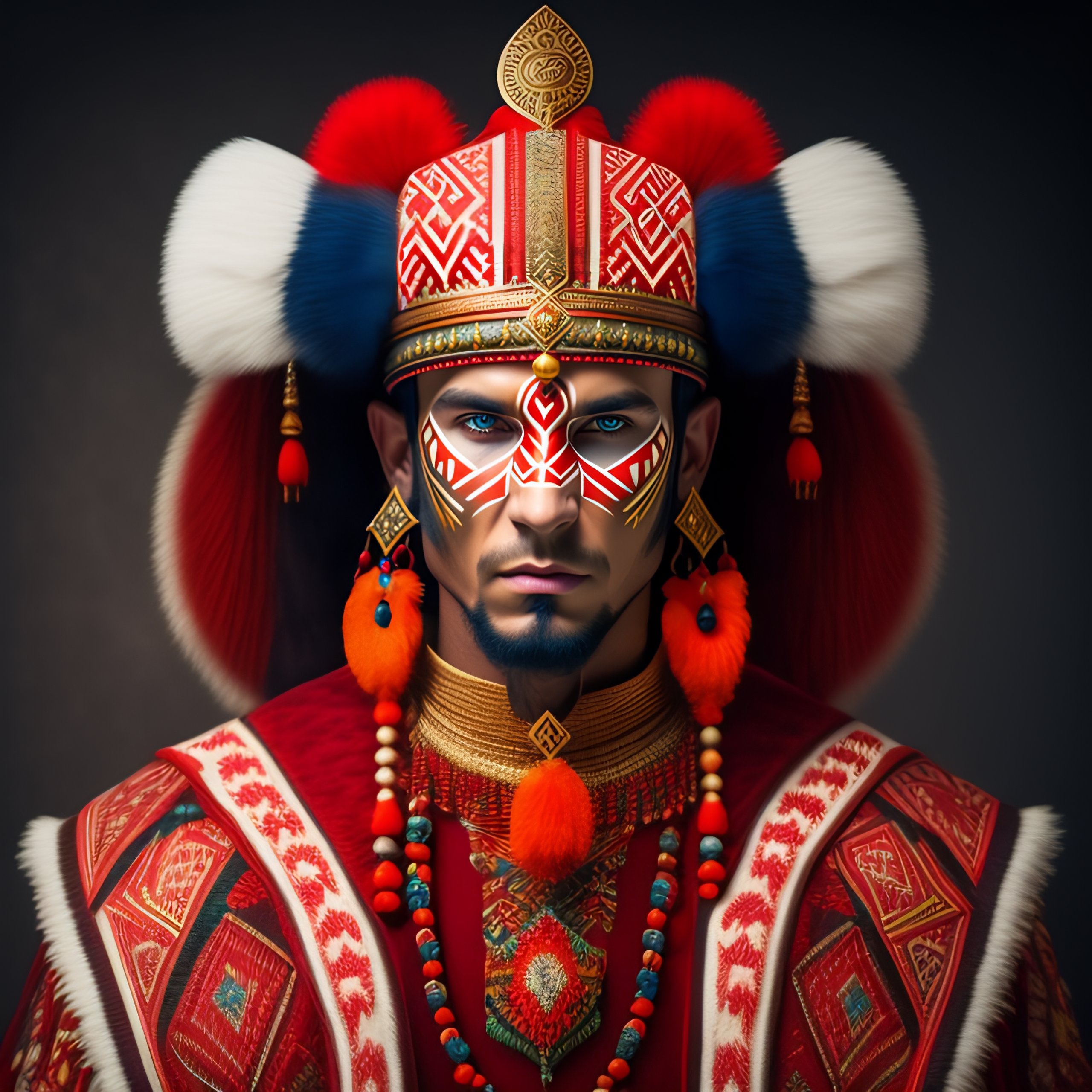 Lexica - A long shot of a slavic man wearing a wooden kuker tribal ...