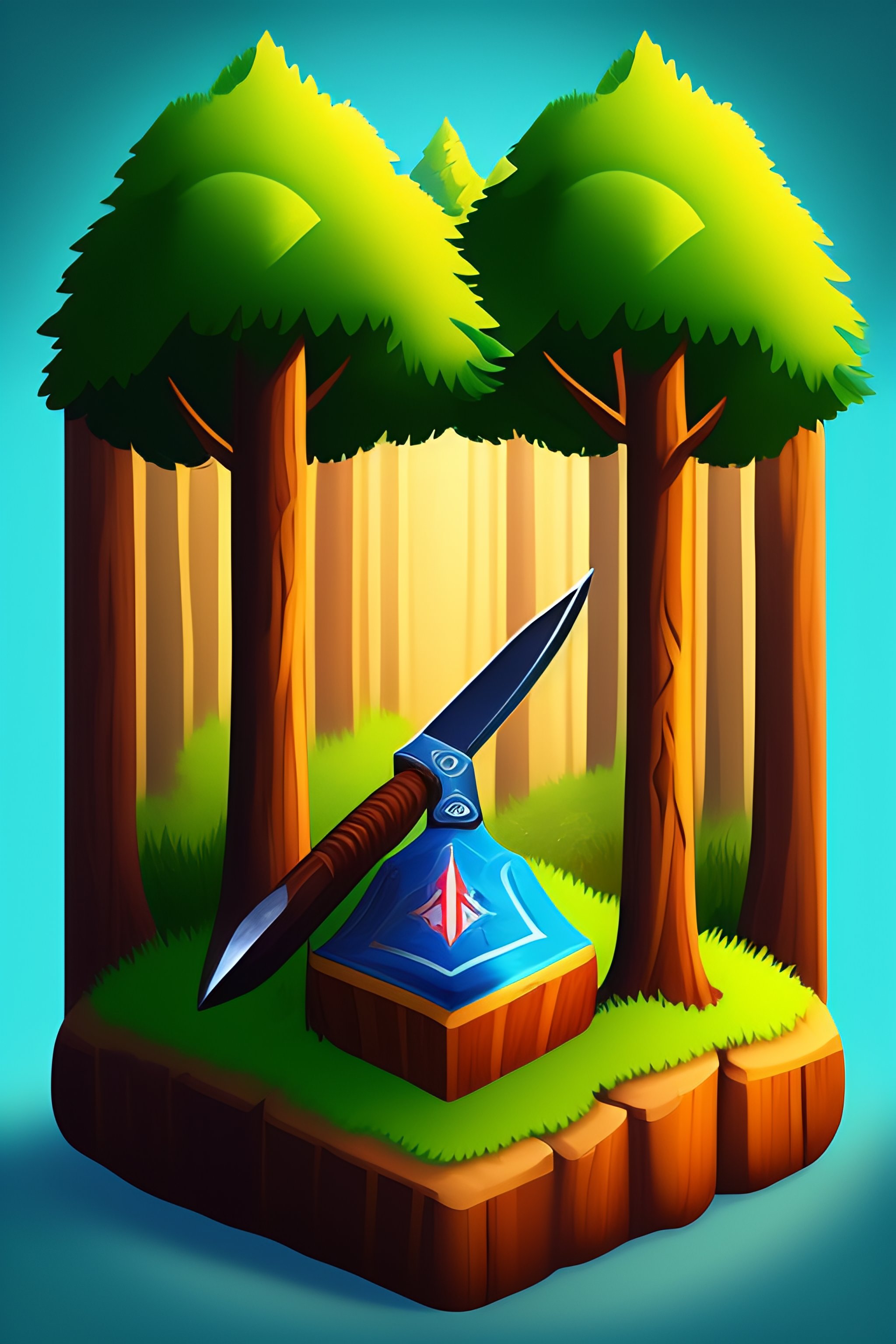 Lexica - Game icon, axe cutting trees, large scale, sharp, item