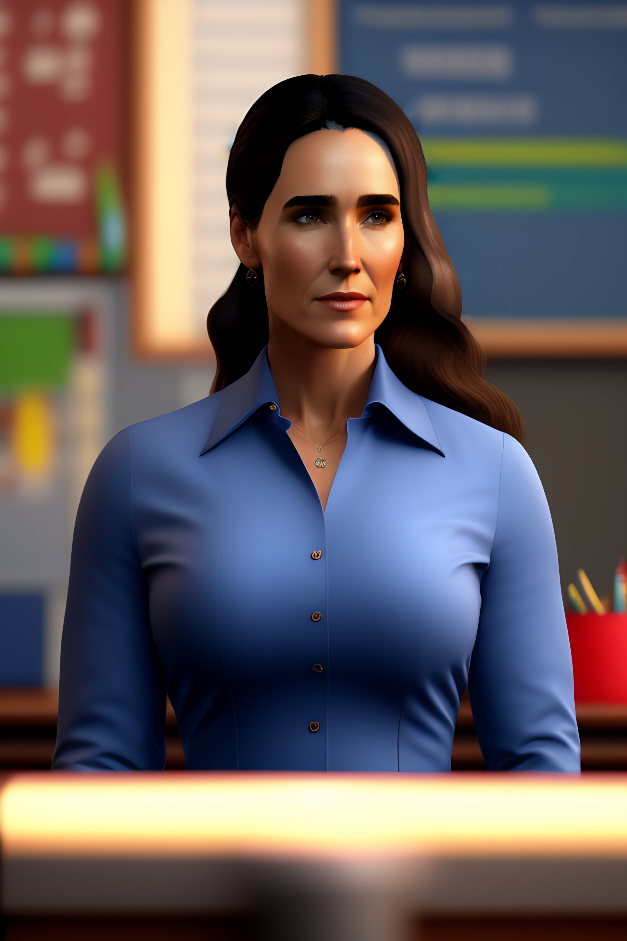 Lexica - Jennifer Connelly as a beautiful school teacher, wearing tight ...