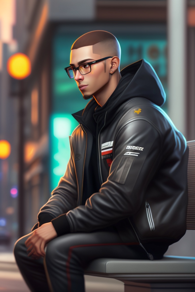 Lexica - Mixed-skinned man, smooth face, no hair, sitting on a white ...