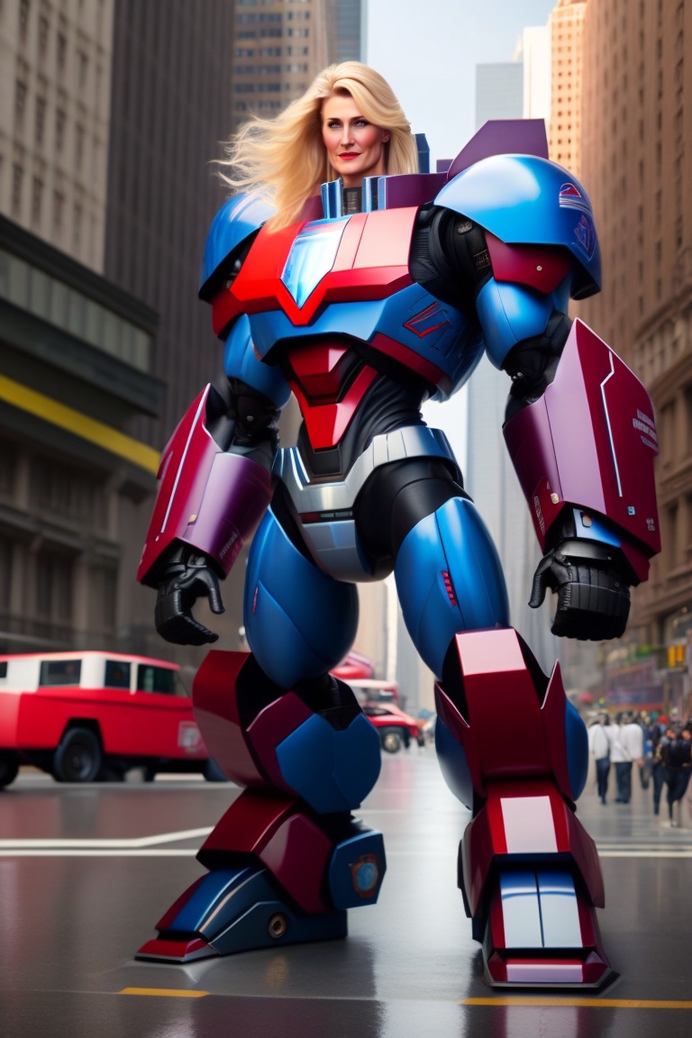 Lexica - Giant laura dern as optimus prime, transformers, giant robot, laura dern with a giant ...