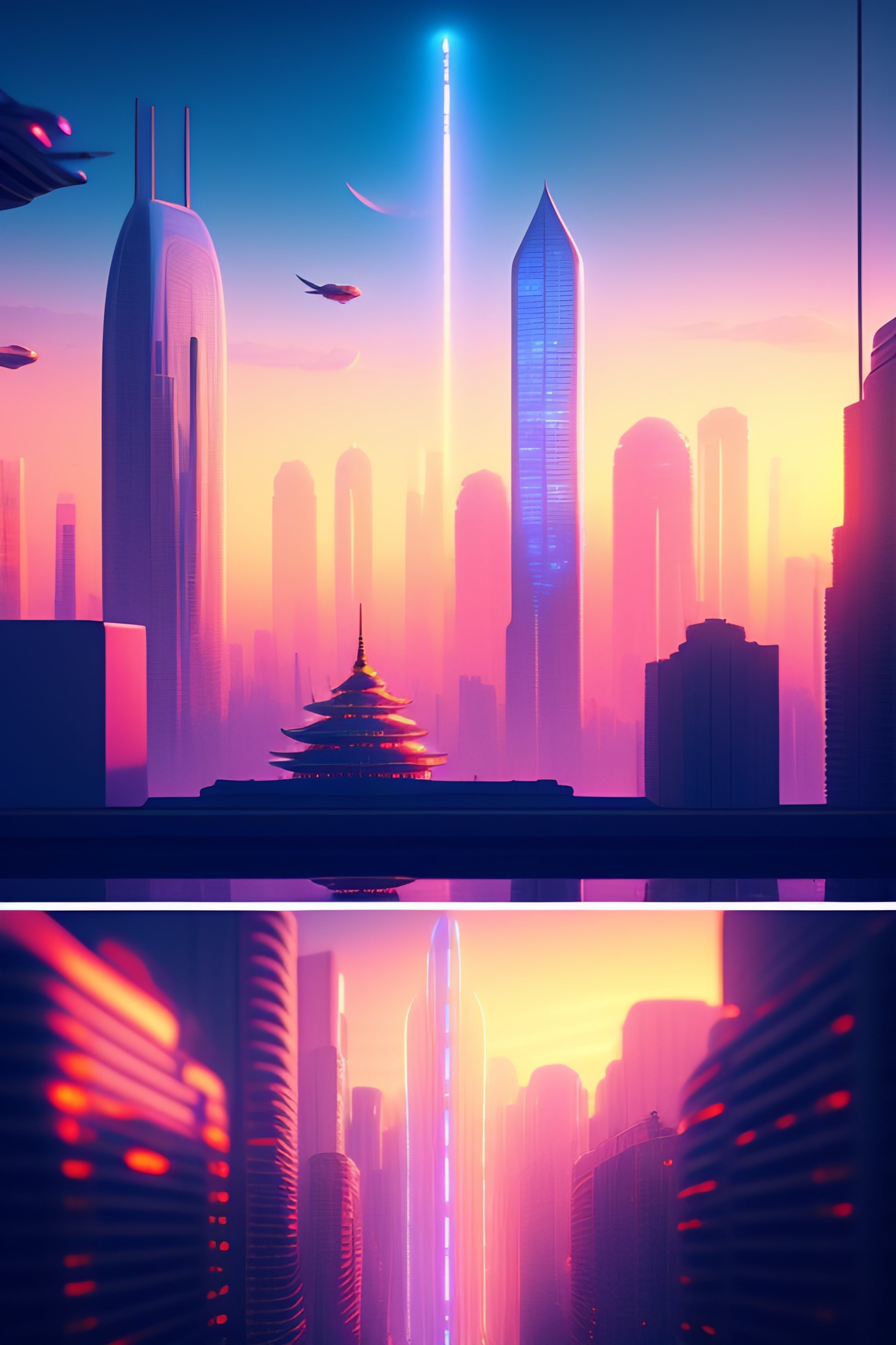 Lexica - Studio ghibli, city skyline, intricate artwork by tooth wu and ...