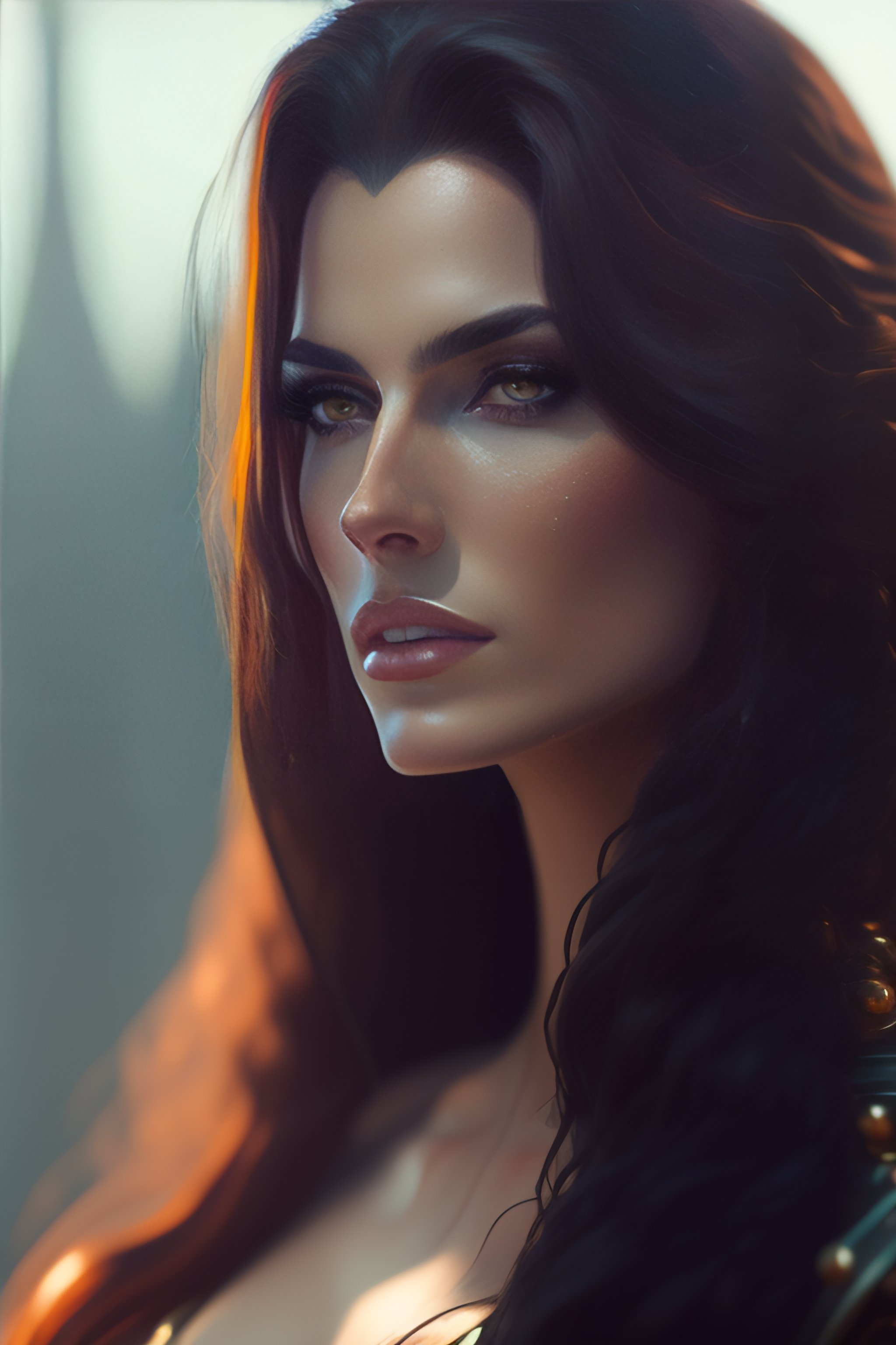 Lexica - Closeup photo of beautiful tall hottest witch with long hair ...