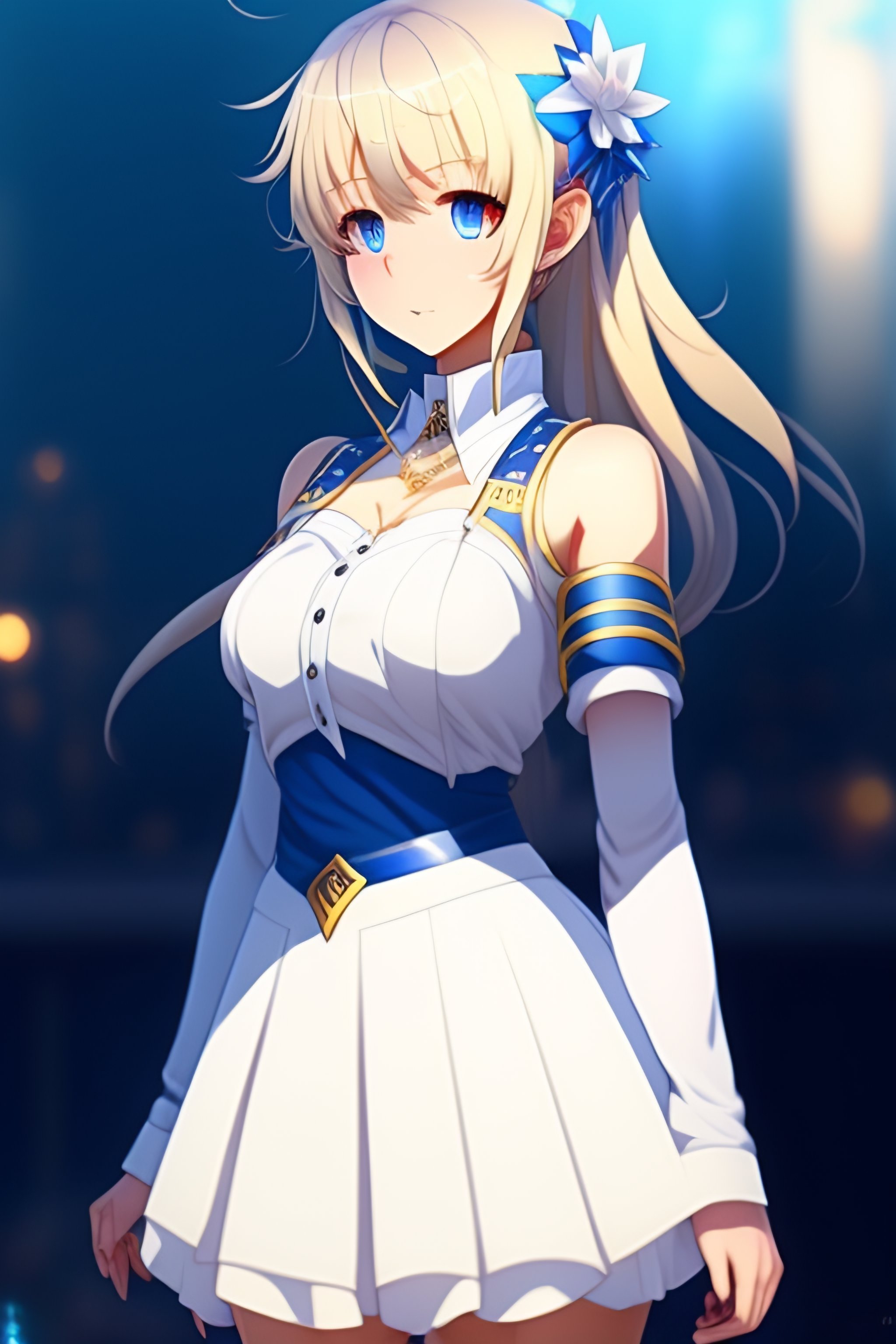 Lexica - Fgo young blond haired blue eyed anime girl in a short blue ...