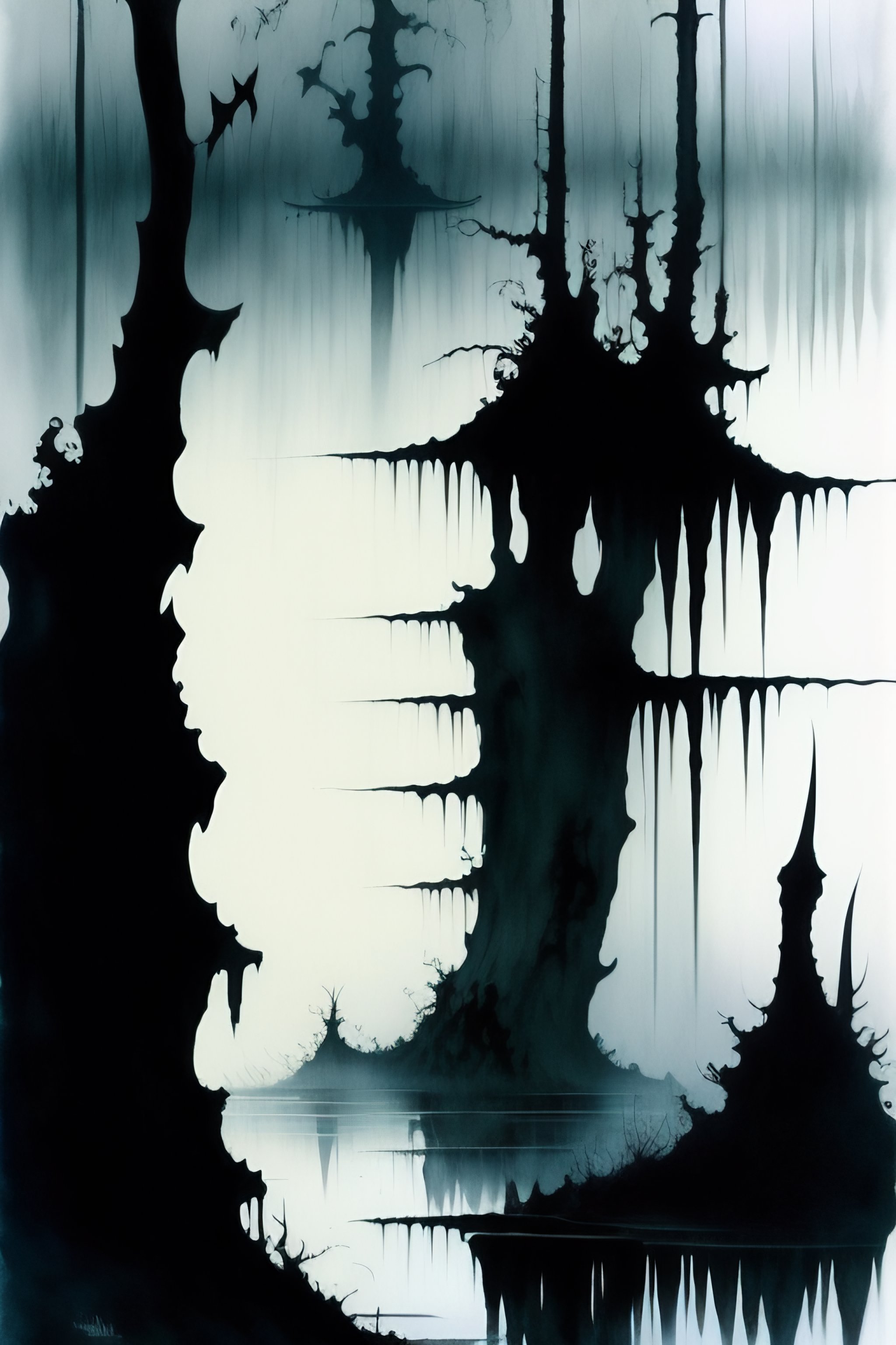 Lexica - Style of Stephen Gammell, watercolors, black and white, swamp ...
