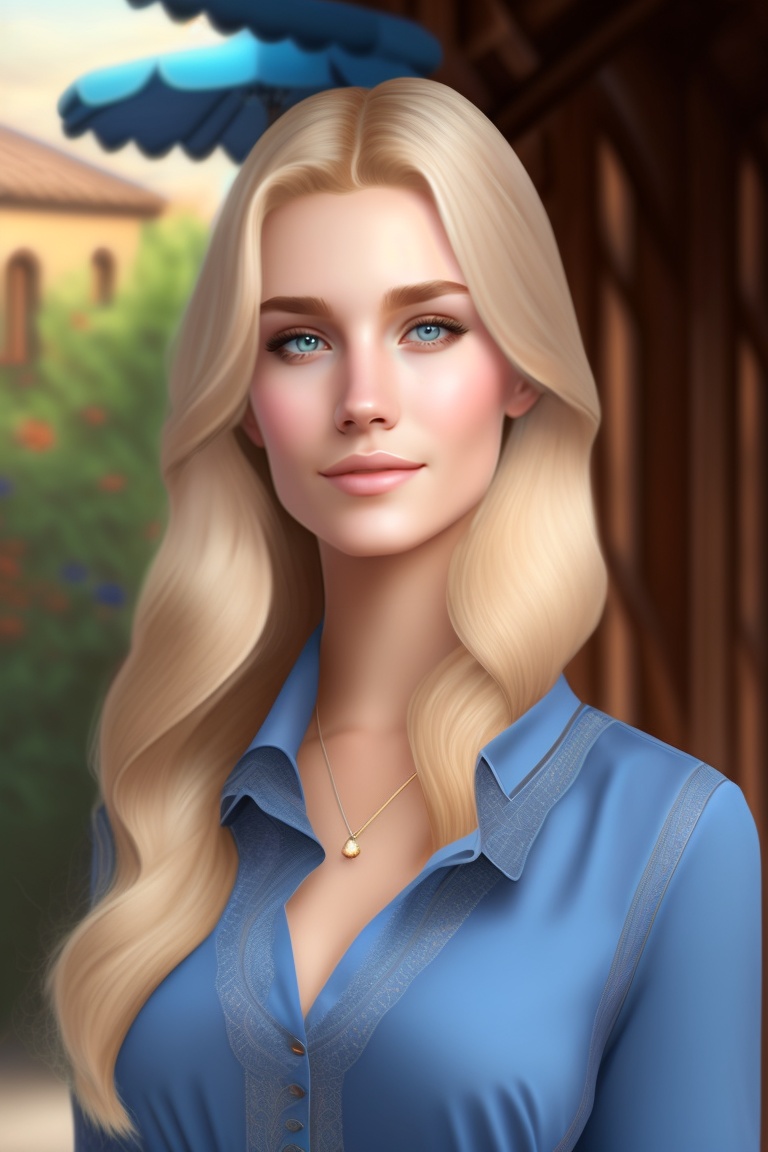 Lexica - Long blond hair, light tan, a few barely noticeable freckles ...