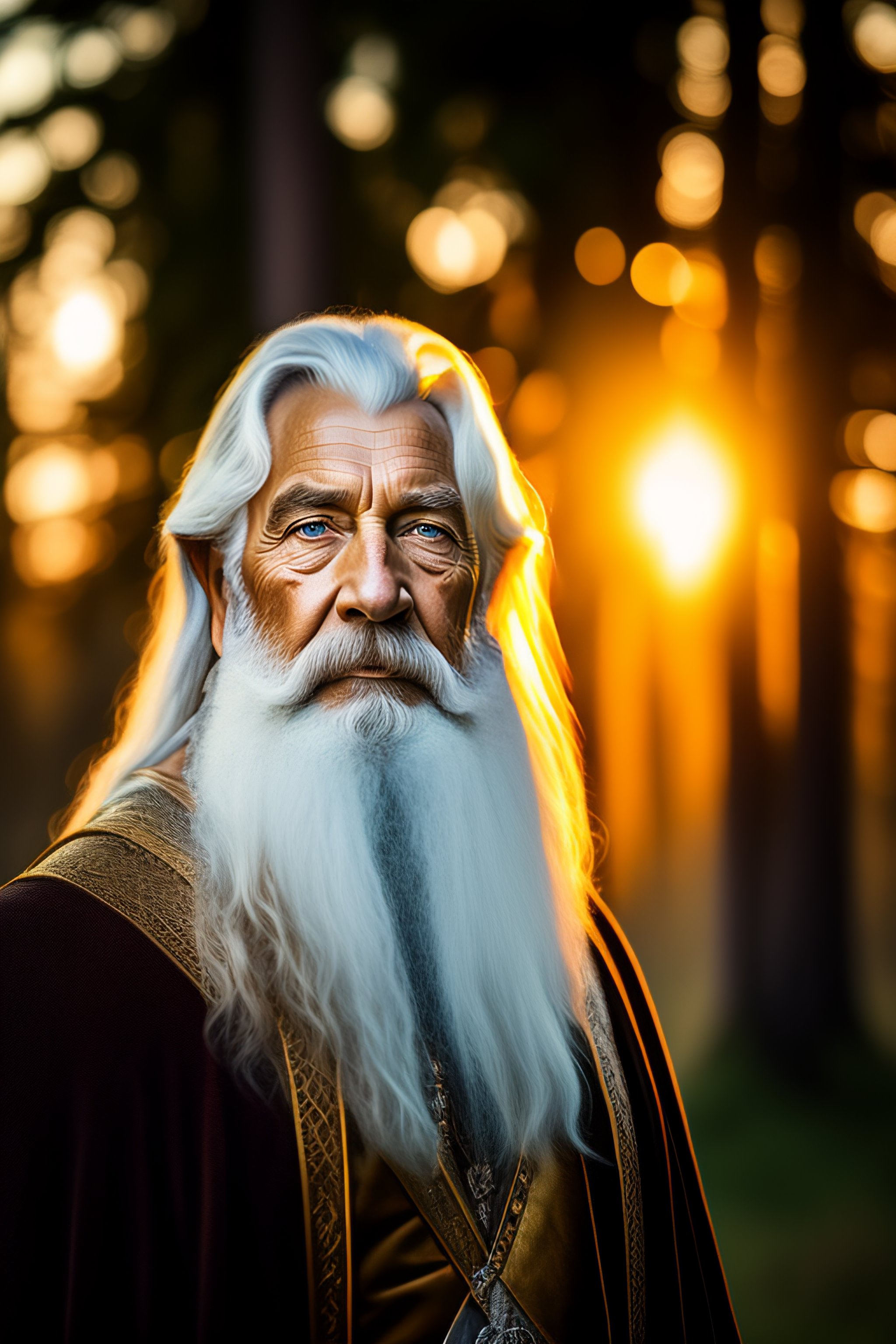 Lexica - Portrait, golden hour lighting, gandalf, detailed eyes, lord ...