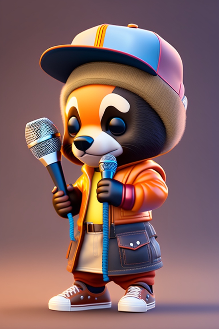 Lexica - Rapping raccoon wearing a baseball cap and holding a ...