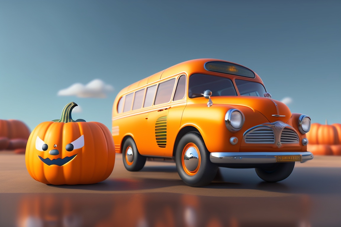 Lexica - Funny pumpkin bus with kids hyper-realistic, 8k, ultra hd ...