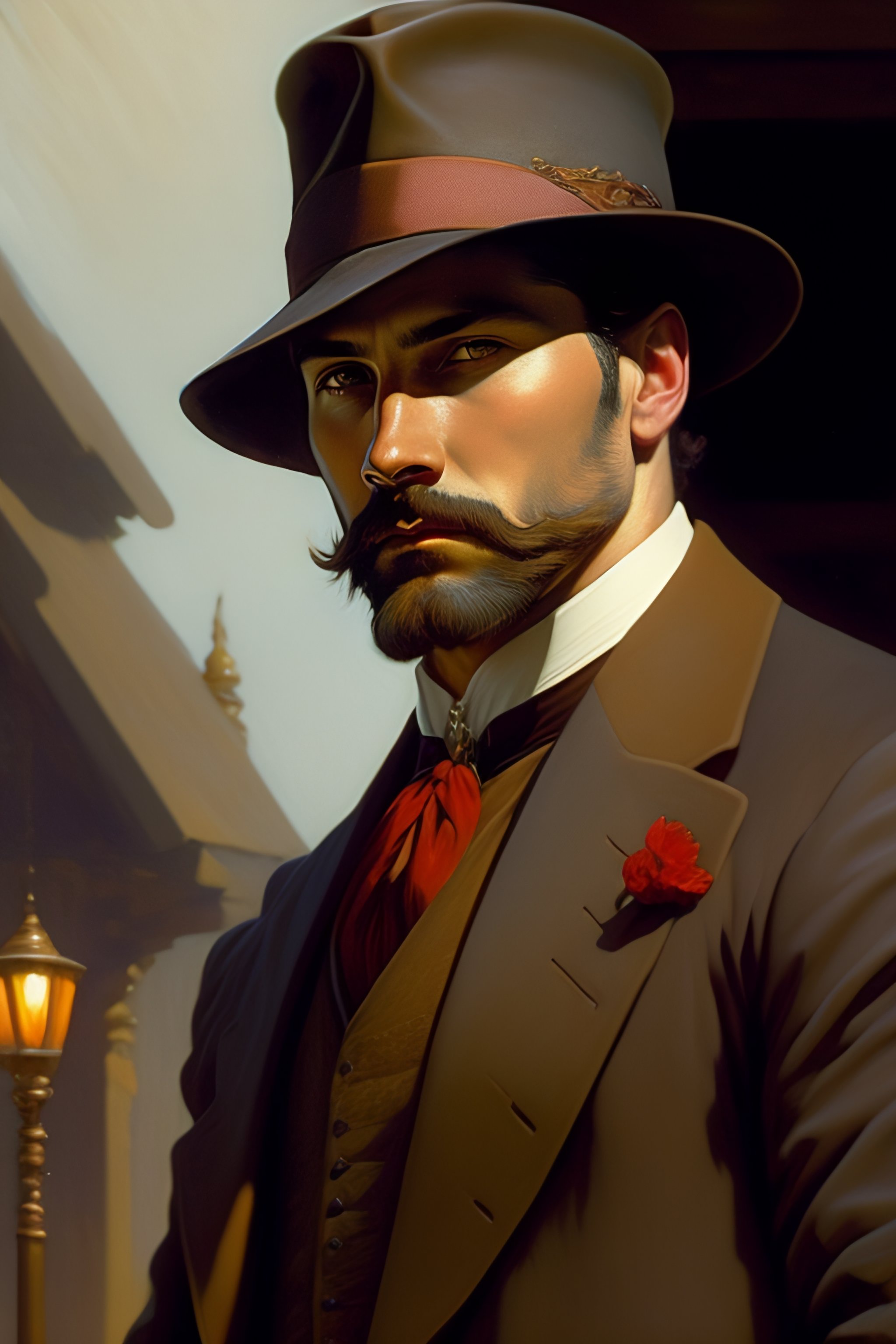 Lexica - An athletic detective wizard man with a short trimmed brown ...