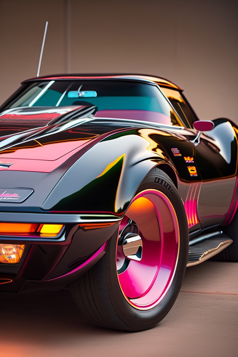 Lexica - 1982 corvette black rose paint, cyberpunk