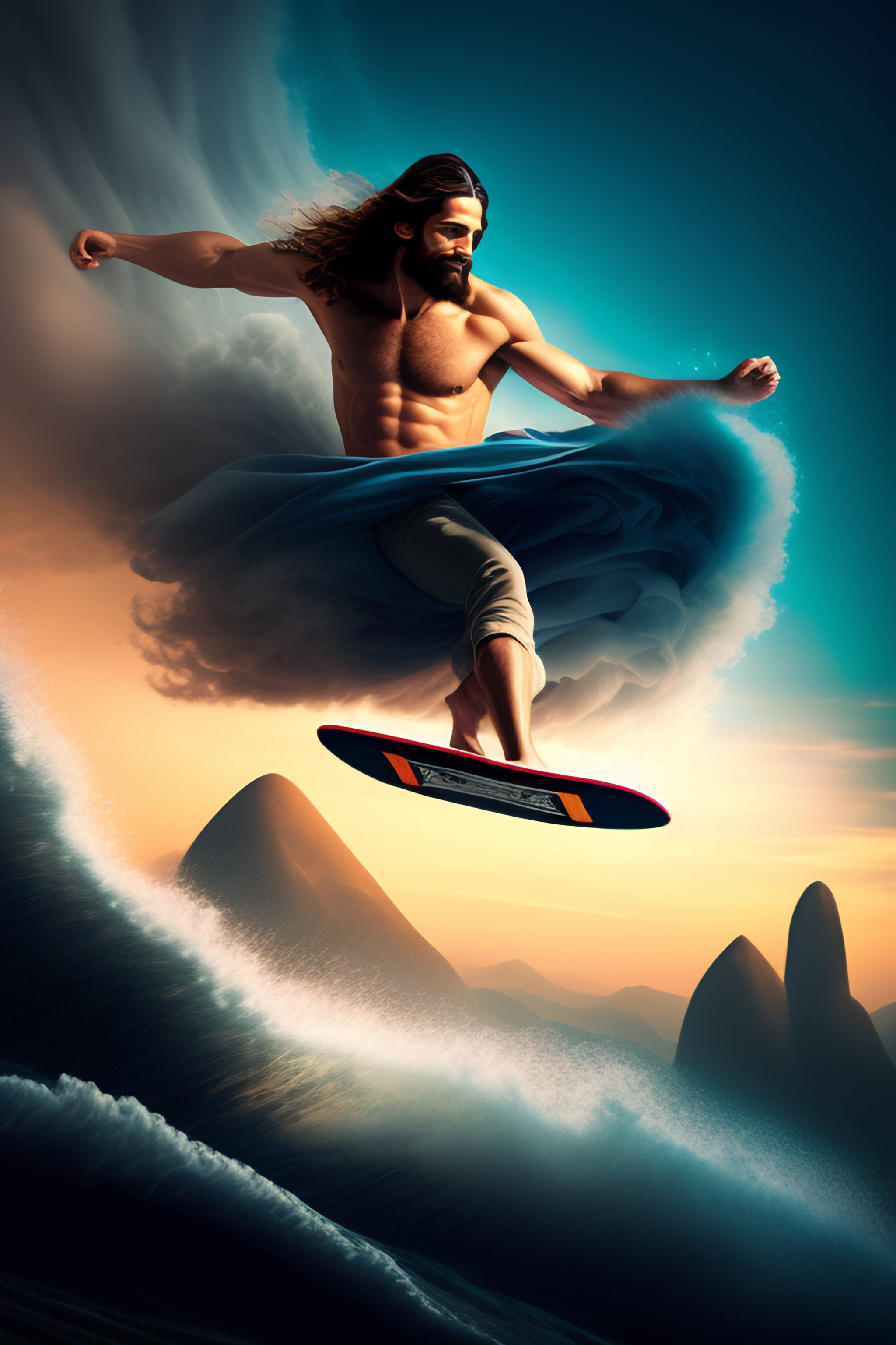Lexica - Jesus doing a kickflip over rio de janeiro, rembradt, masterpiece,