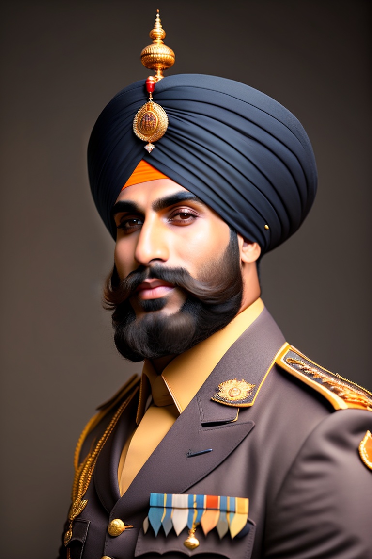 Lexica - World war 2 Sikh soldier , ears fully covered in turban ,in ...