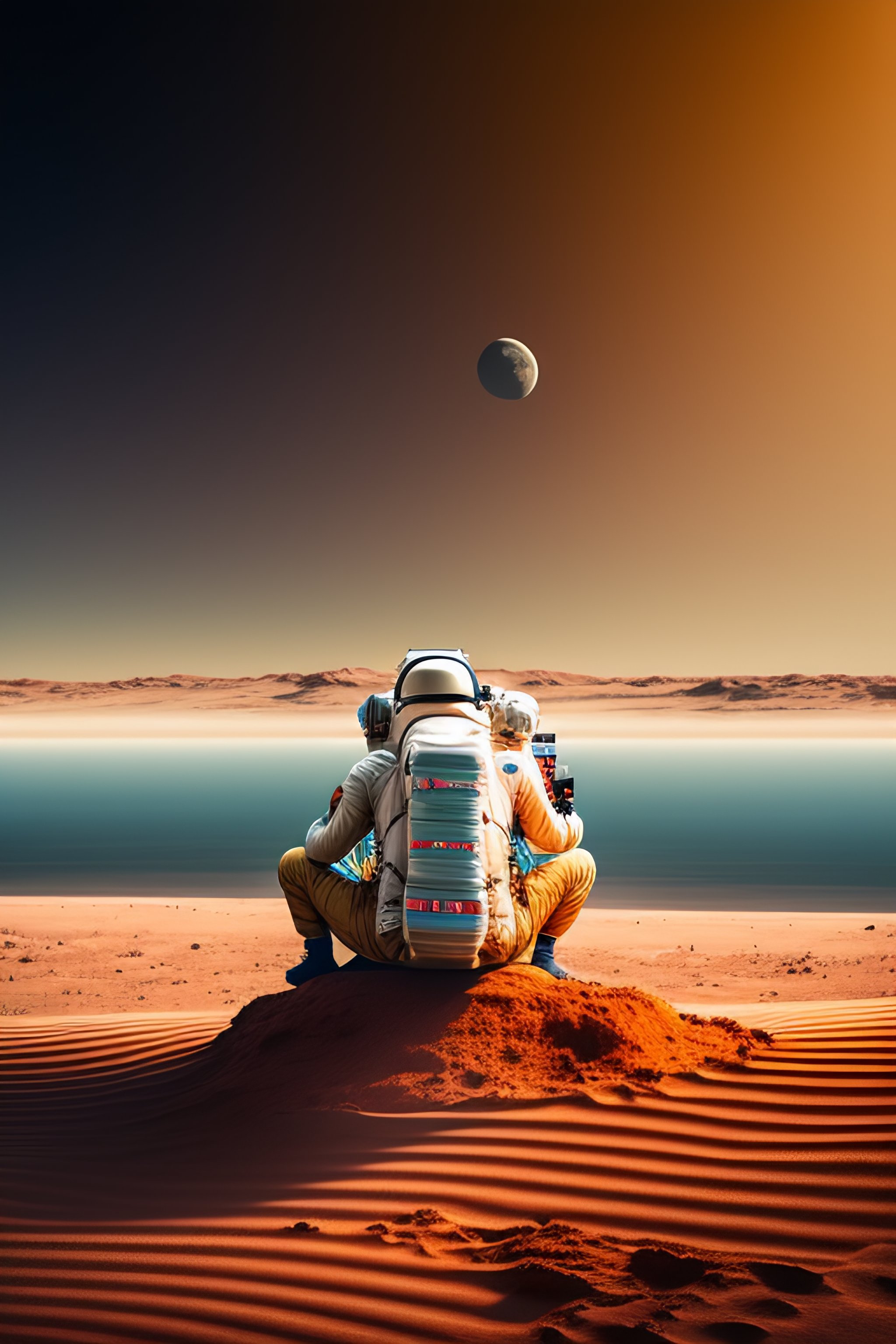 Lexica - A astronaut was sitting on beach chair in mars